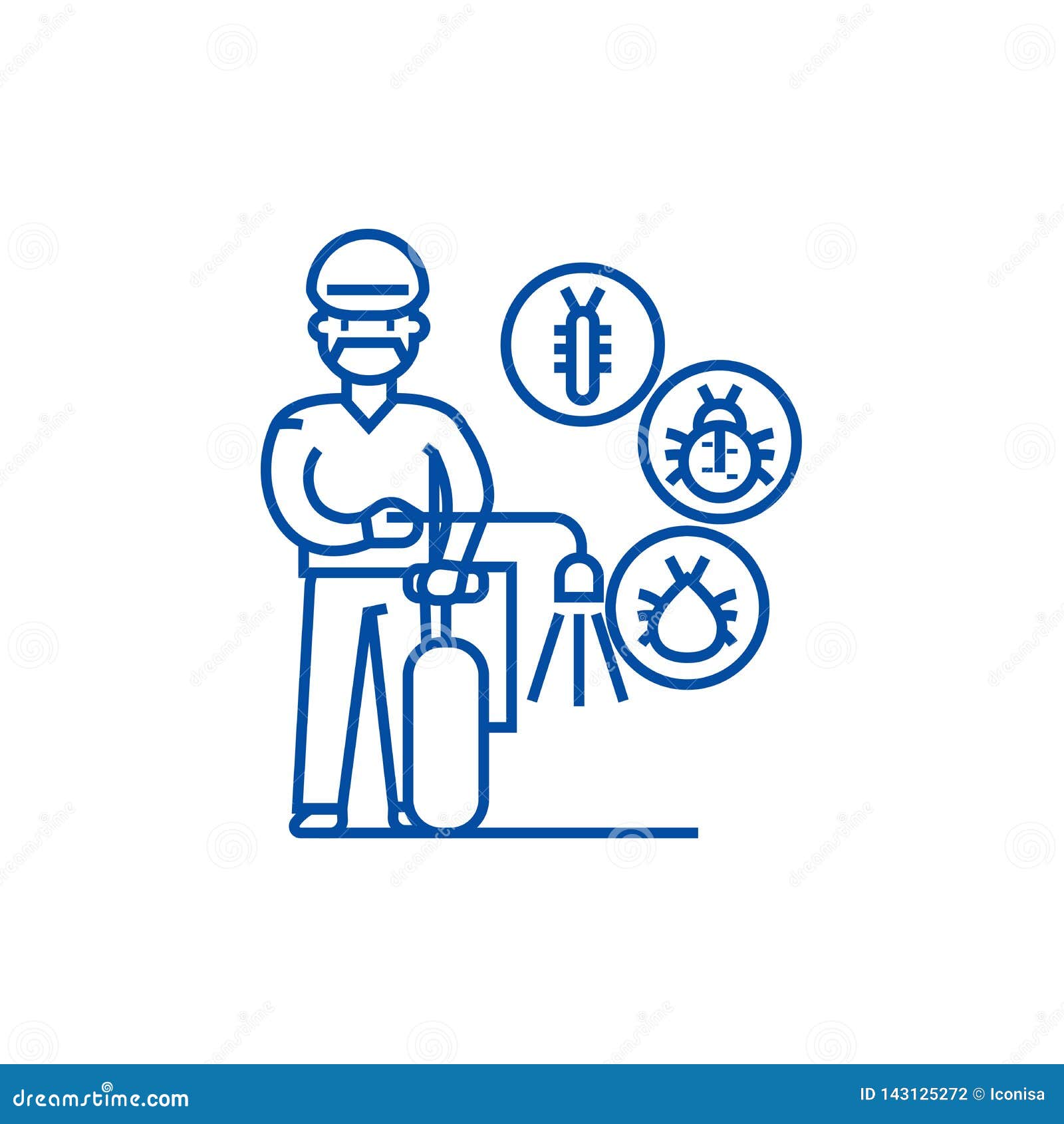 Worker,bug Destroyer Line Icon Concept. Worker,bug Destroyer Flat ...