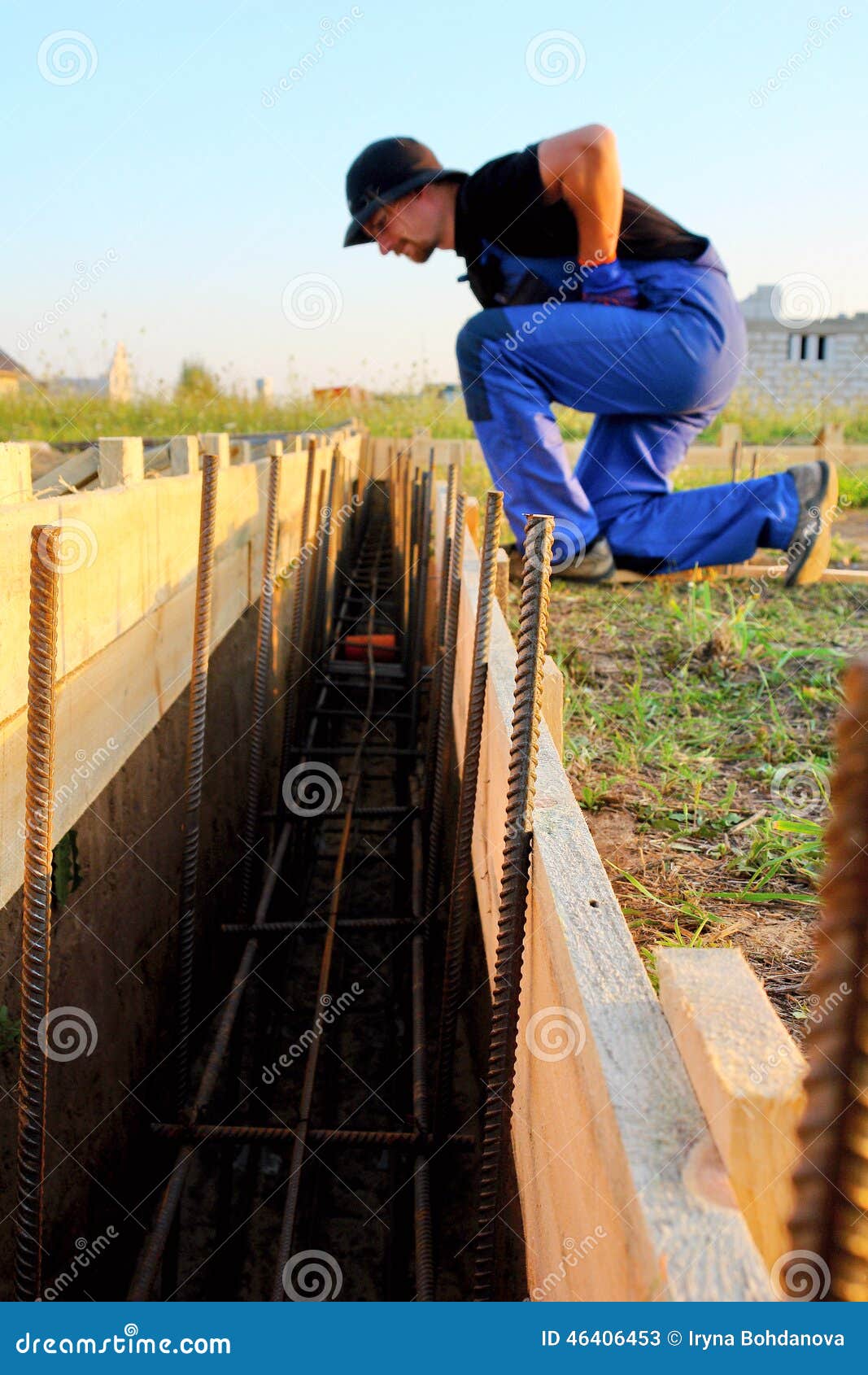Worker build a foundation stock image. Image of site - 46406453
