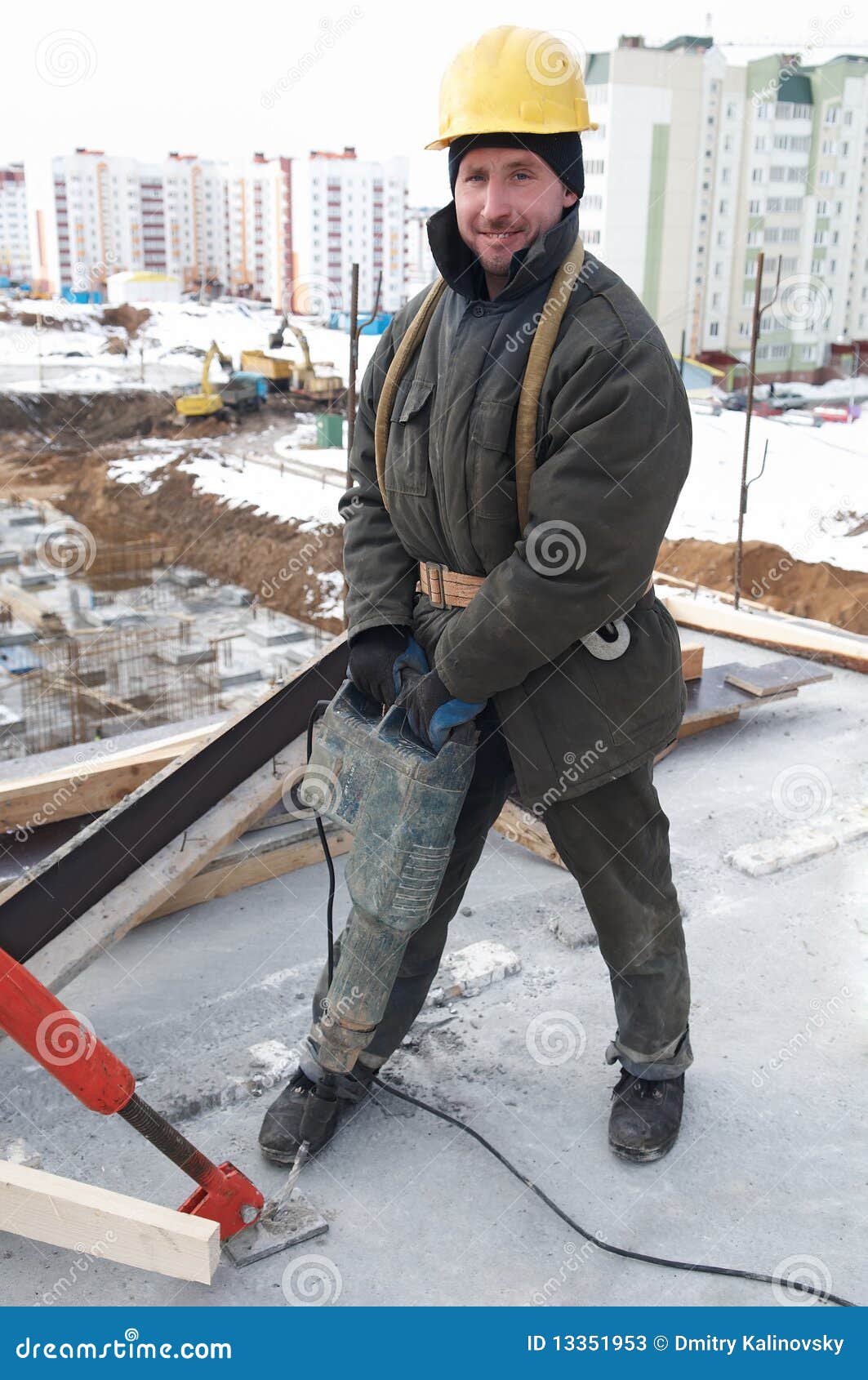 Worker Builder and Concrete Stock Image - Image of occupation, filling ...