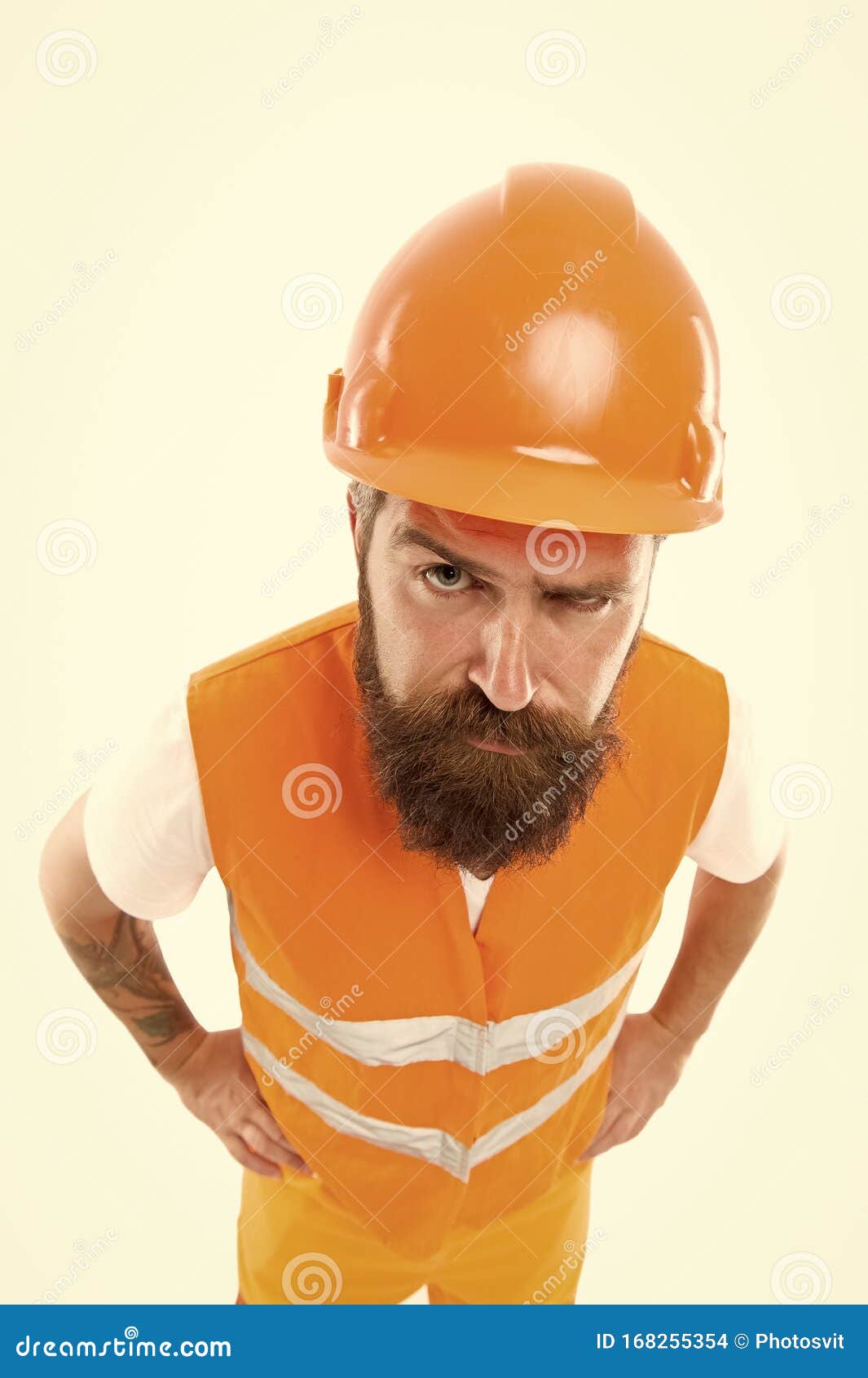 Worker Builder Confident and Successful. Protective Equipment Concept ...