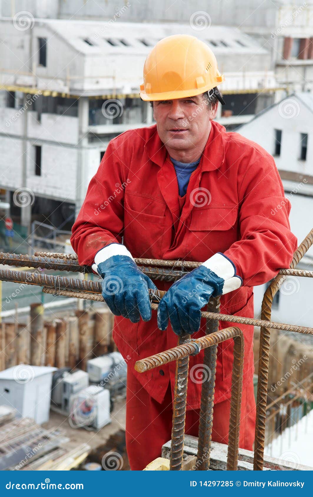 Worker Builder at Construction Site Stock Image - Image of site ...