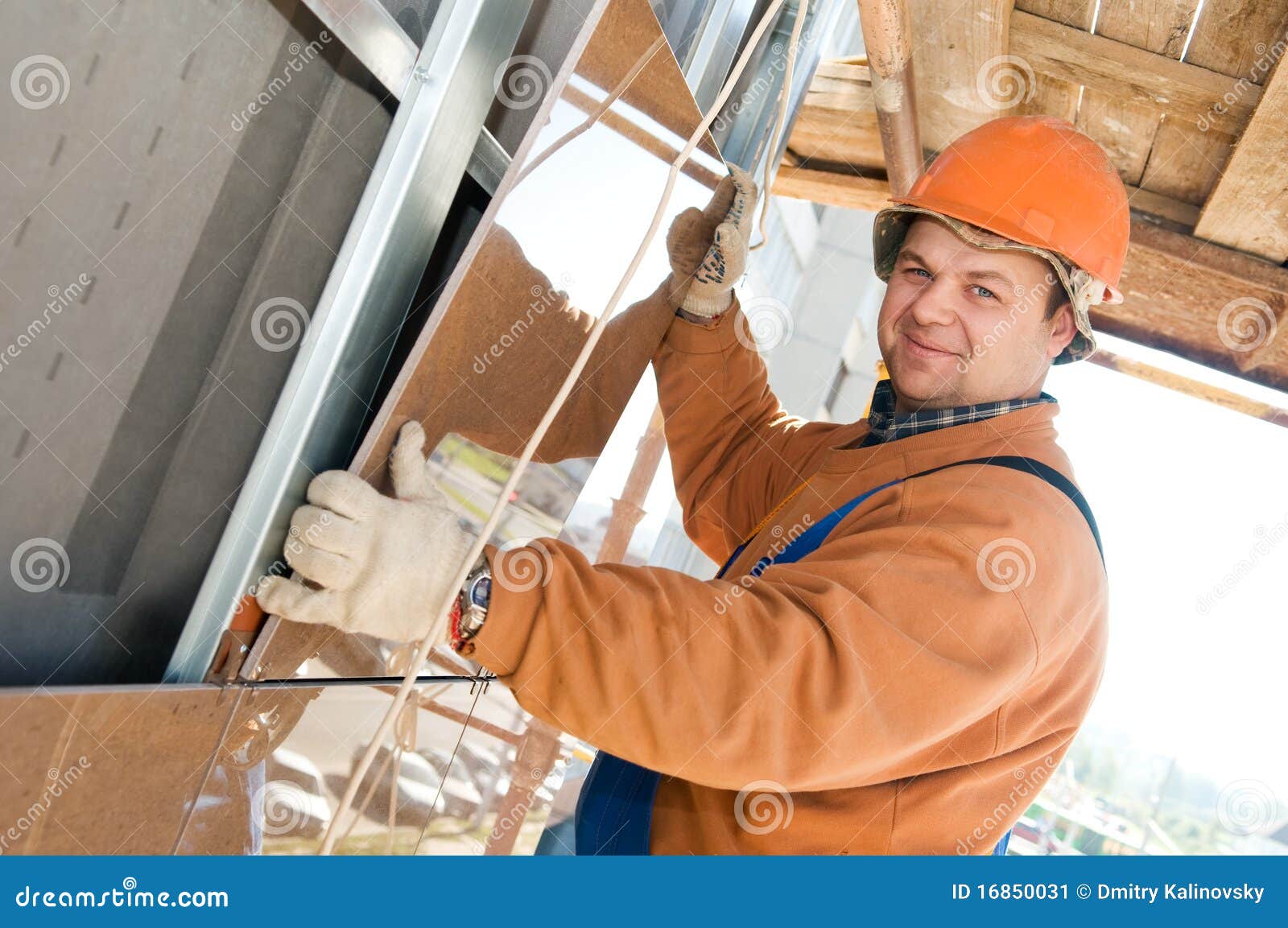 Worker Builder Makes Electrical Wiring, Drills The Ceiling With Drill ...