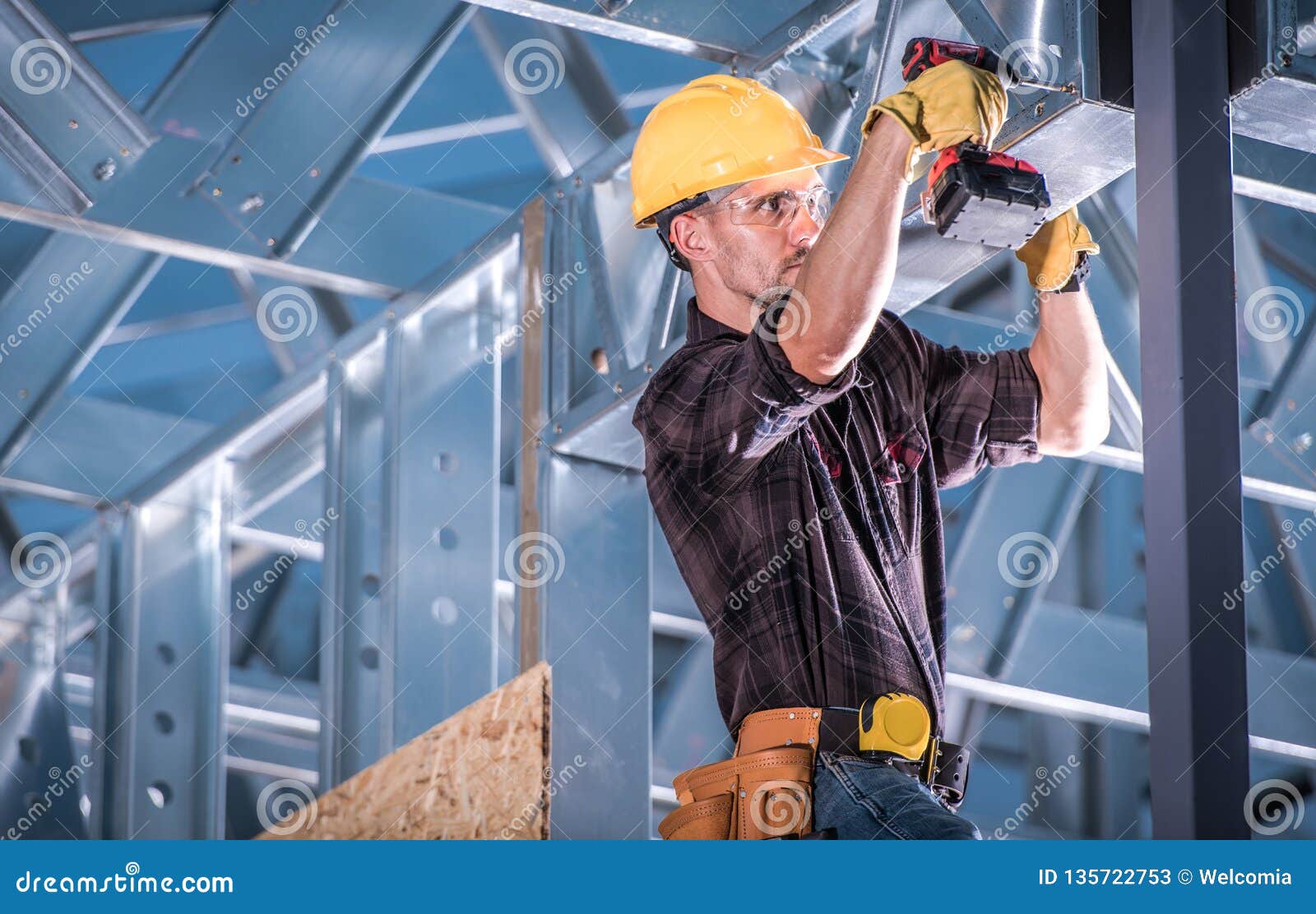 Worker on the Building Frame Stock Image - Image of architecture ...