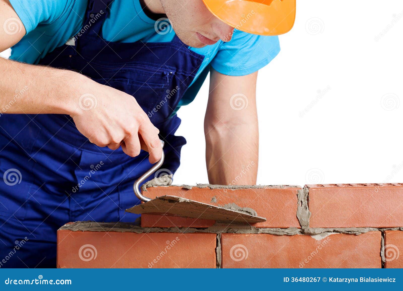Worker building a wall stock image. Image of mortar, occupation - 36480267