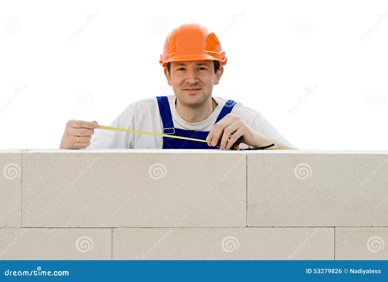 Worker builds a wall stock photo. Image of industrial - 53279826