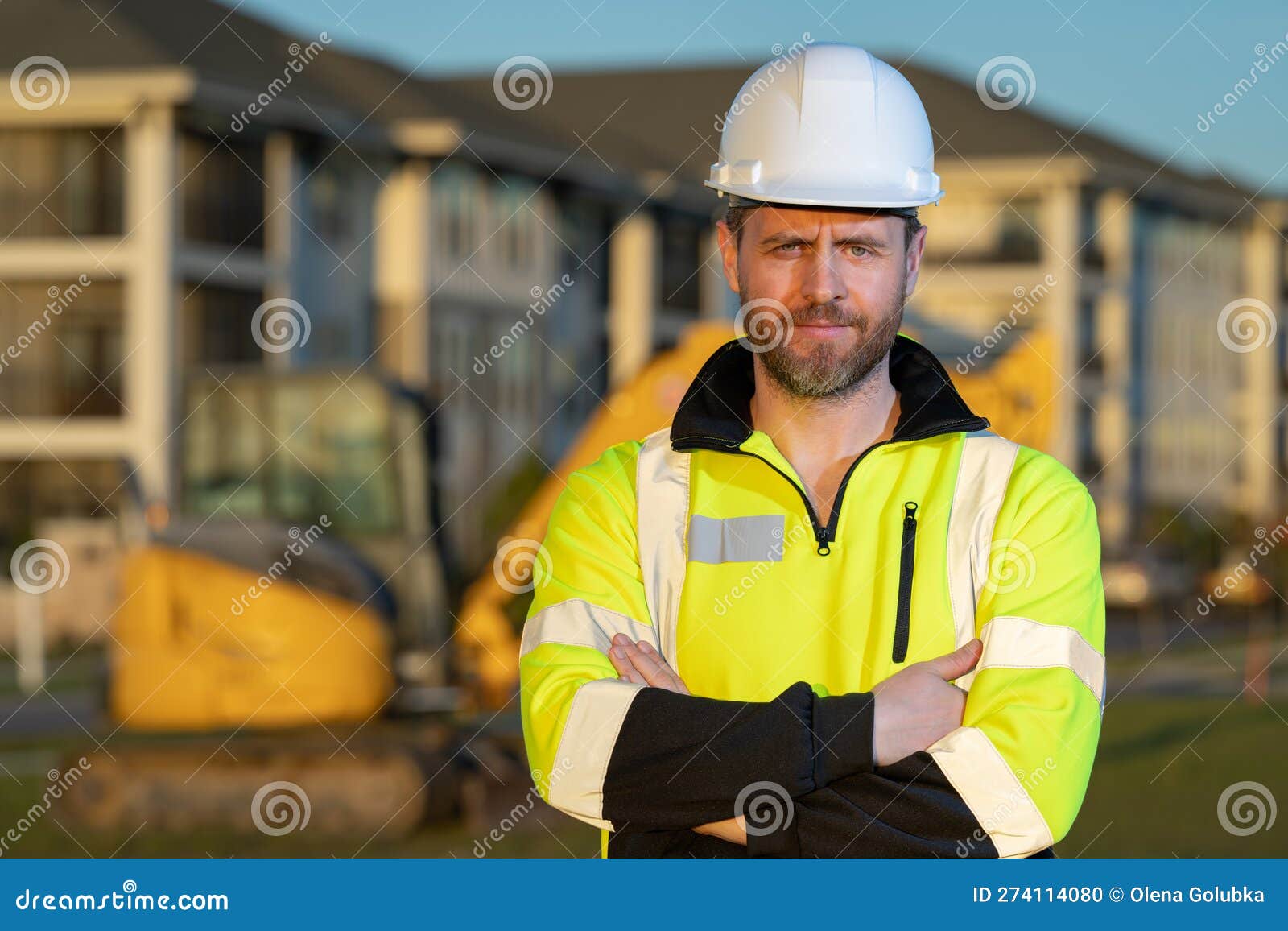Worker with Bulldozer on the Building Construction. Stock Photo - Image ...