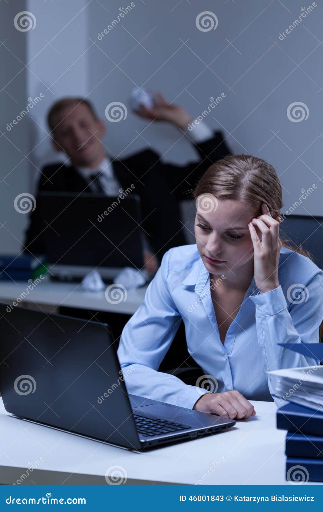 Worker Bullying His Work Colleague Stock Image - Image of laptop ...