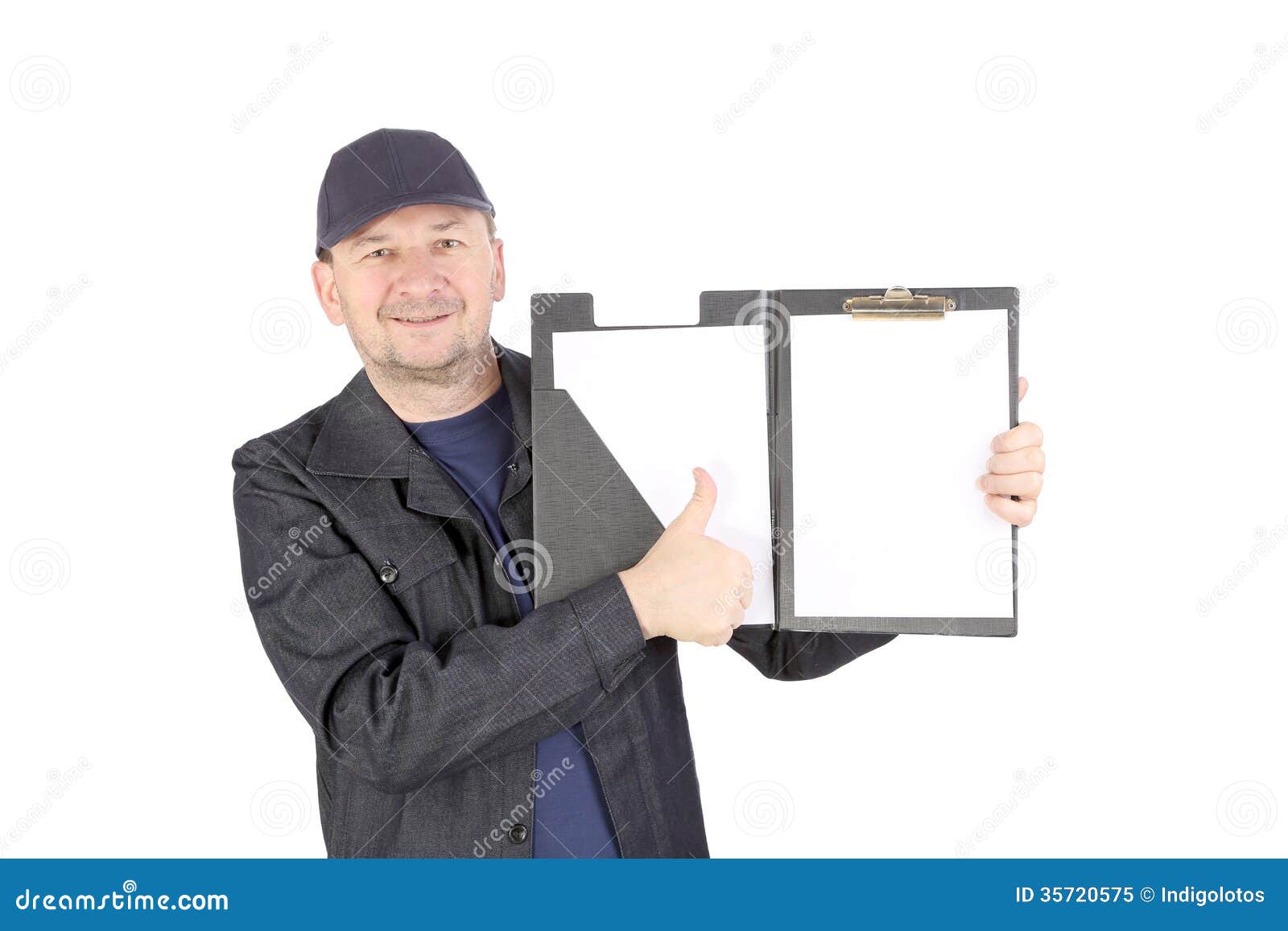 Opened Red Folder Held By Redheaded Young Professional Woman Pointing ...