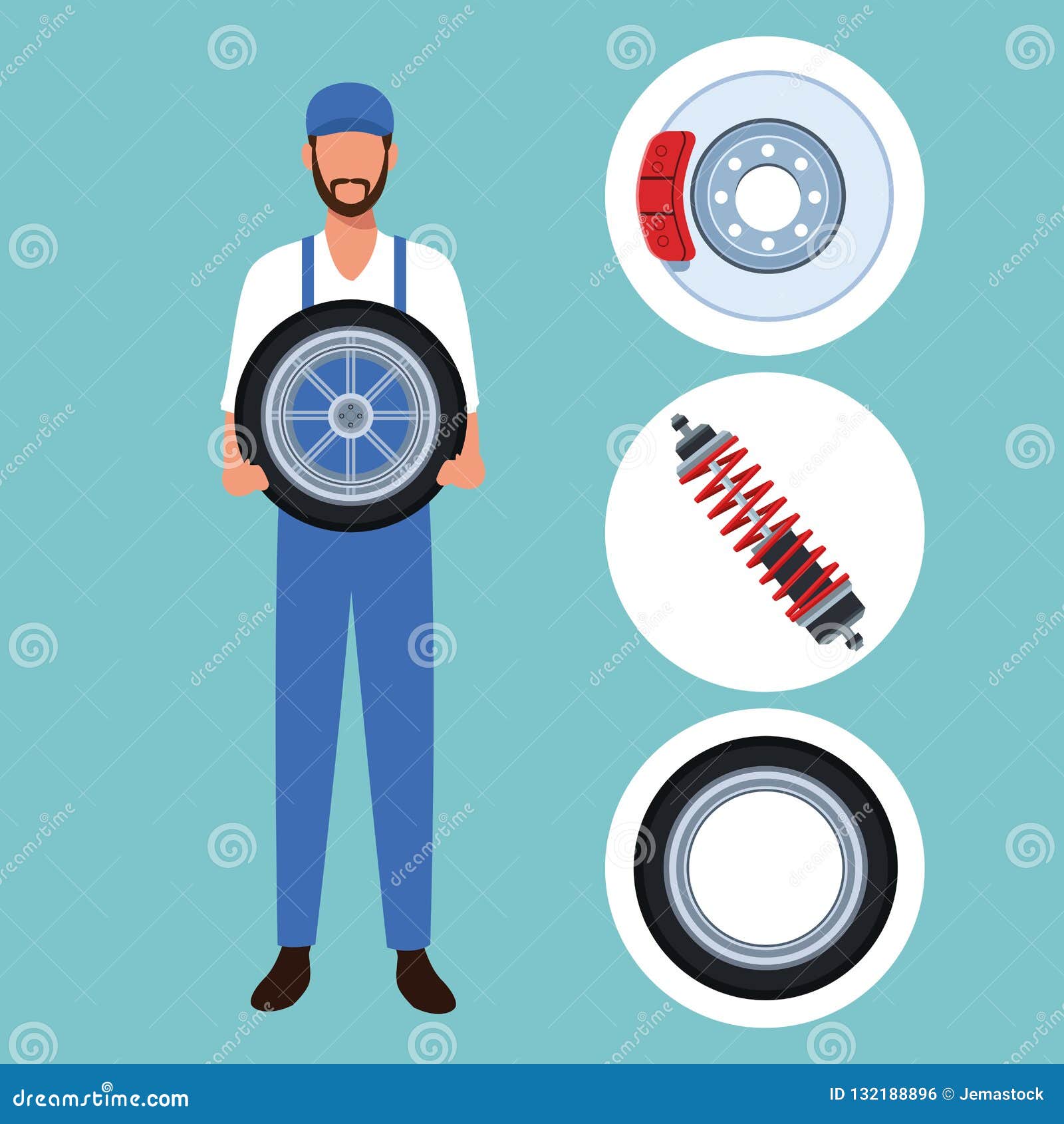 Worker on car factory stock vector. Illustration of line - 132188896