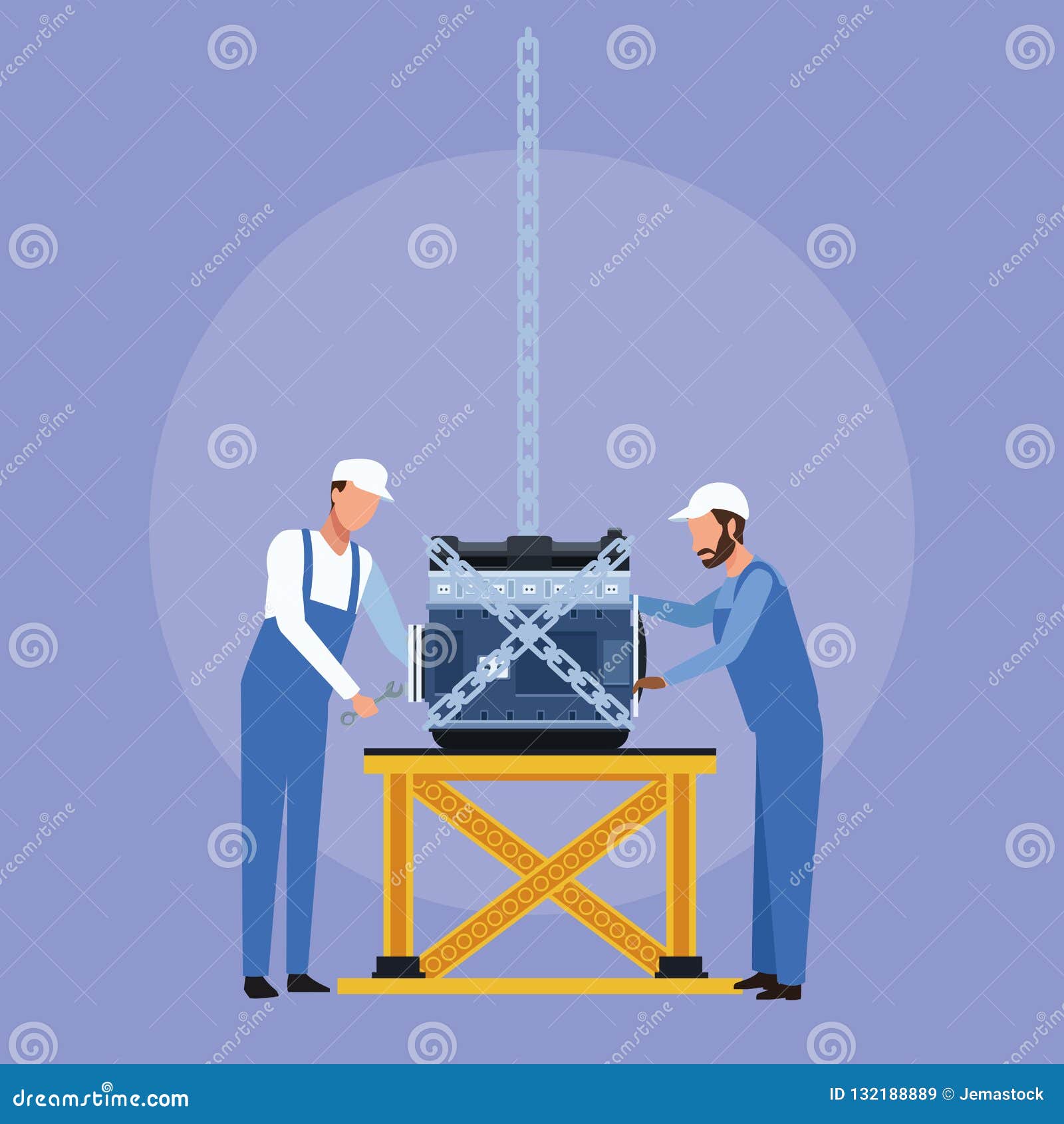 Worker on car factory stock vector. Illustration of auto - 132188889