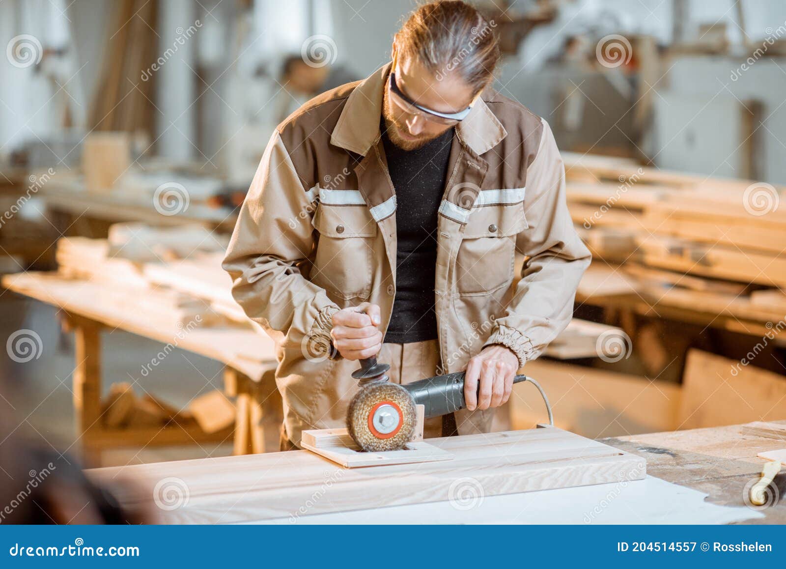 Worker at the Carpentry Manufacturing Stock Image - Image of ...