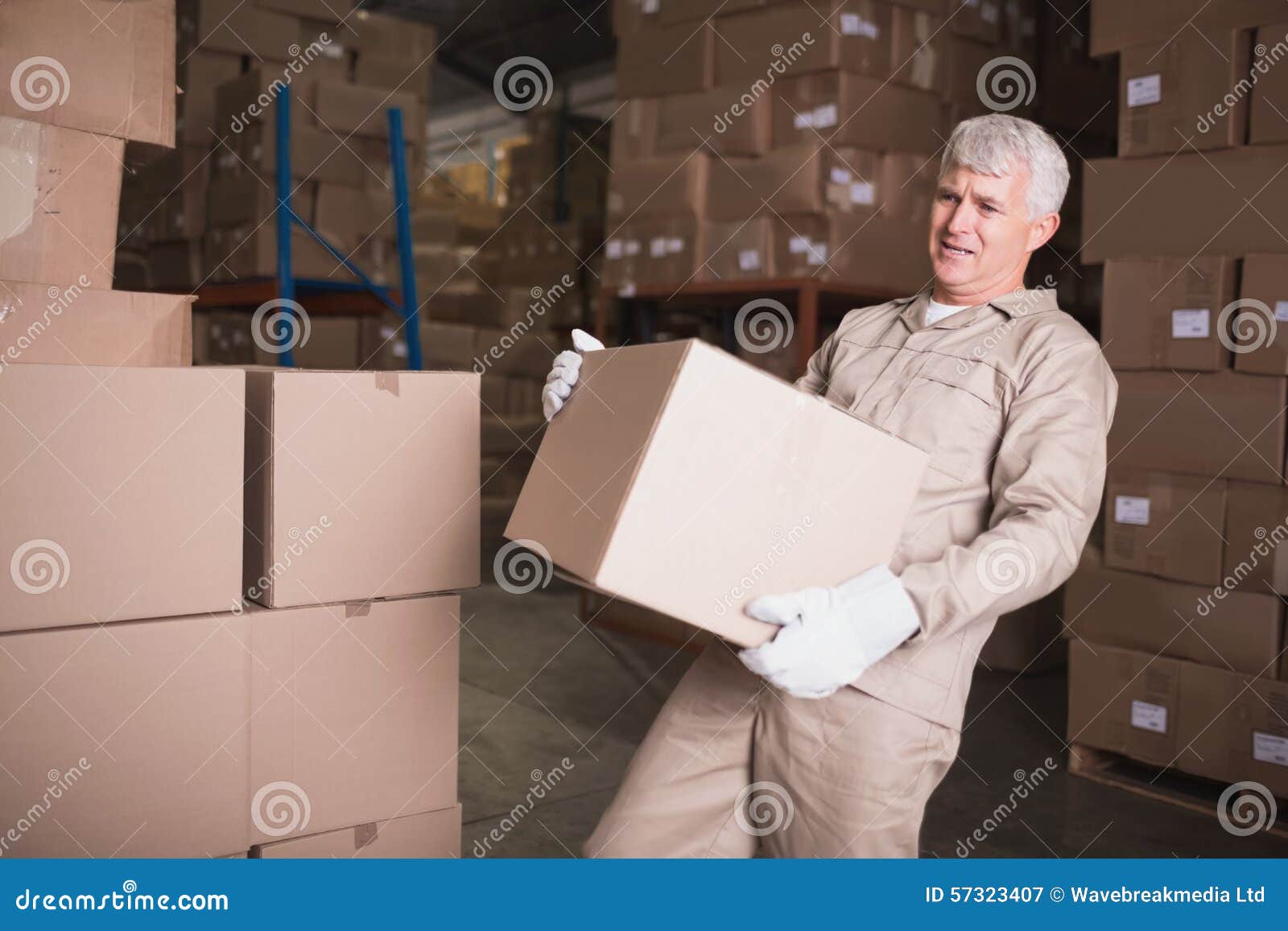 Worker Carrying Box in Warehouse Stock Image - Image of length ...