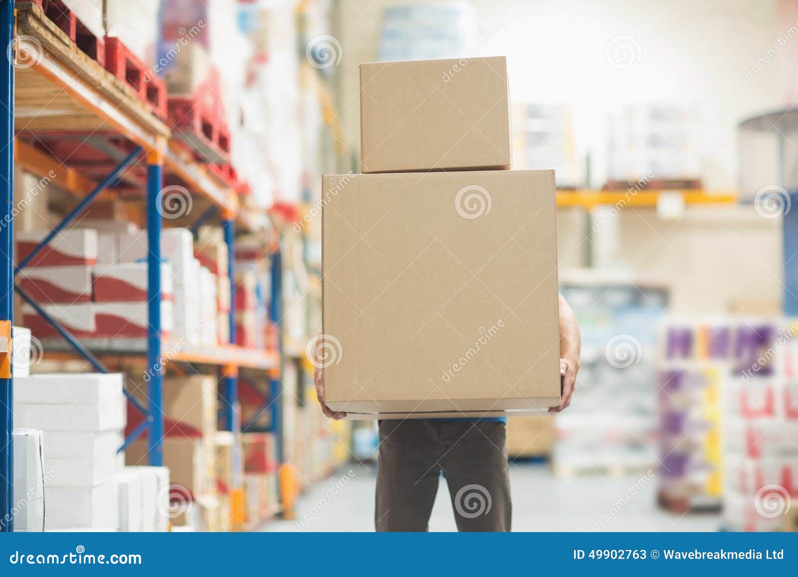 Worker Carrying Boxes in Warehouse Stock Image - Image of goods ...