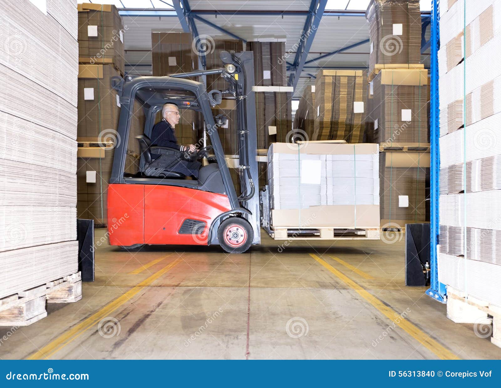 Worker Carrying Goods on Forklift Stock Photo - Image of hauling ...