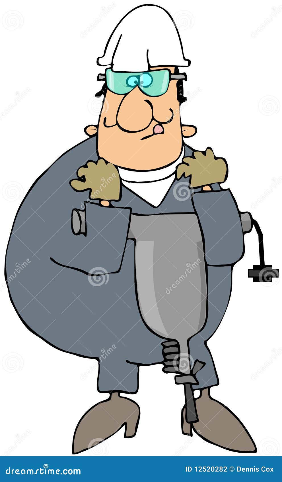 Worker Carrying a Jackhammer Stock Illustration - Illustration of hard ...