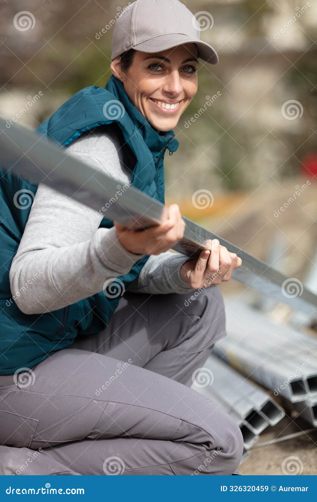 Worker Carrying Steel Bar at Building Site Stock Image - Image of ...