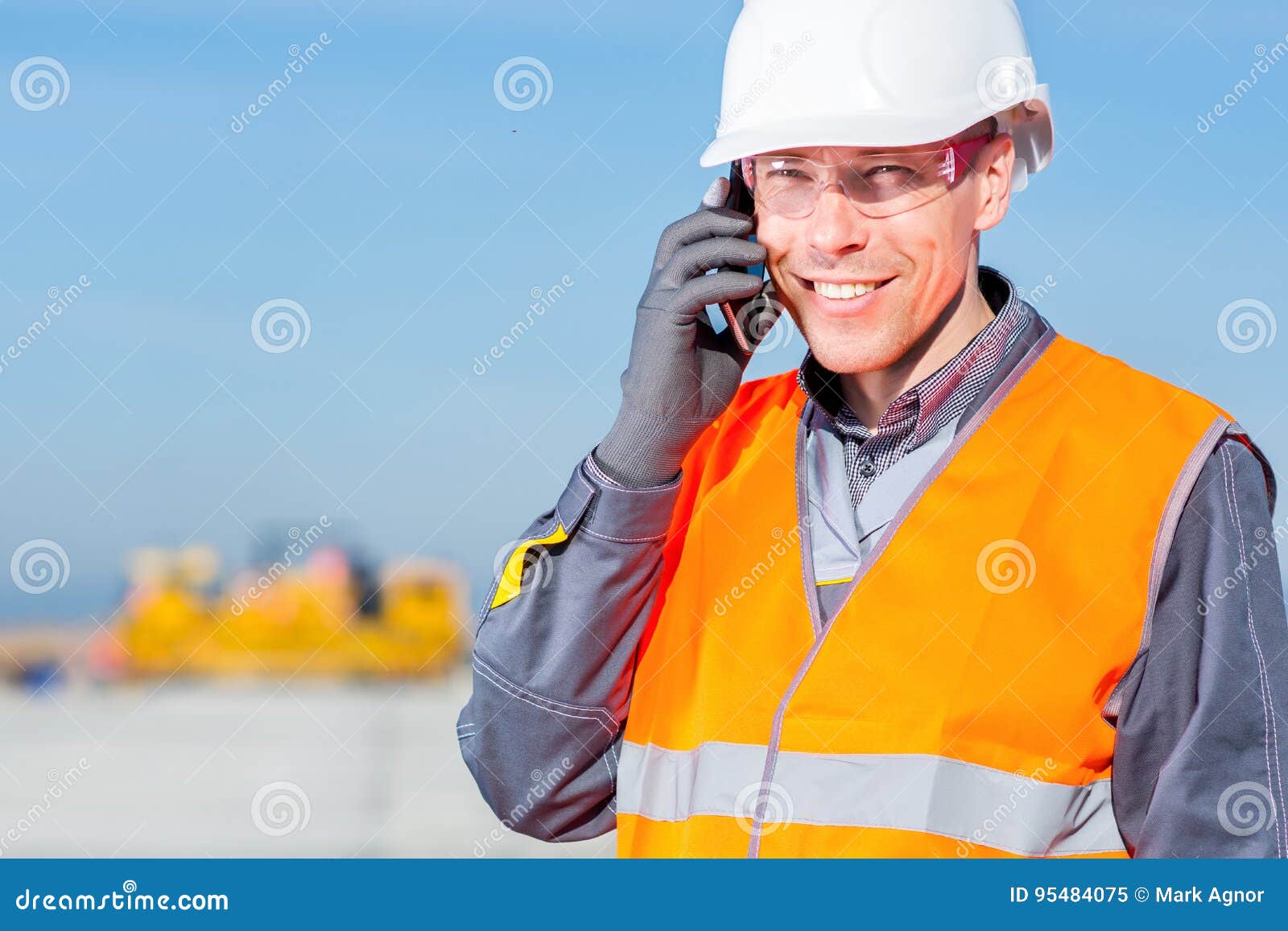 Worker cellphone talk stock image. Image of foreman, call - 95484075