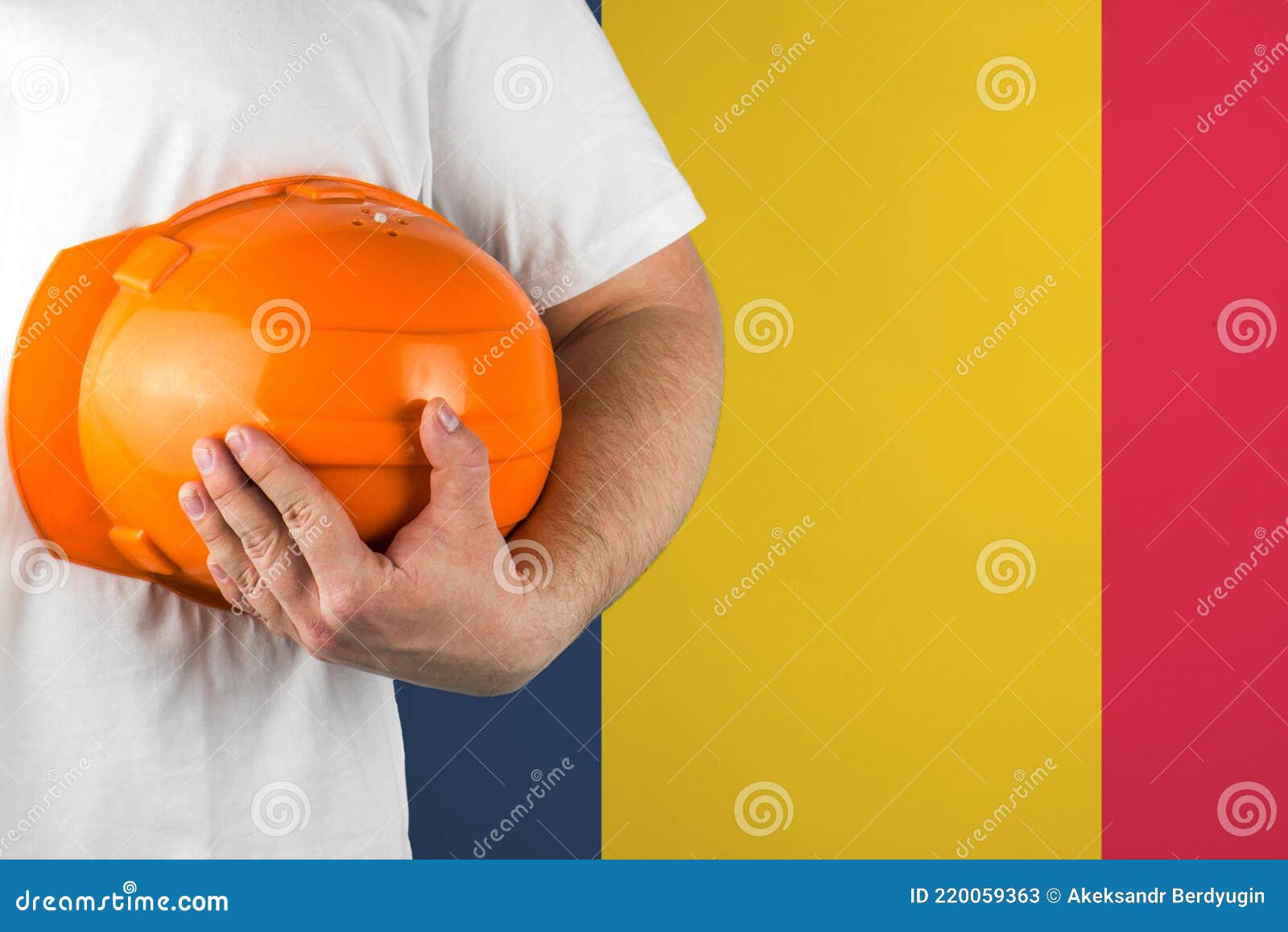 Worker with Chad Flag on Background for Working on Labor Day ...