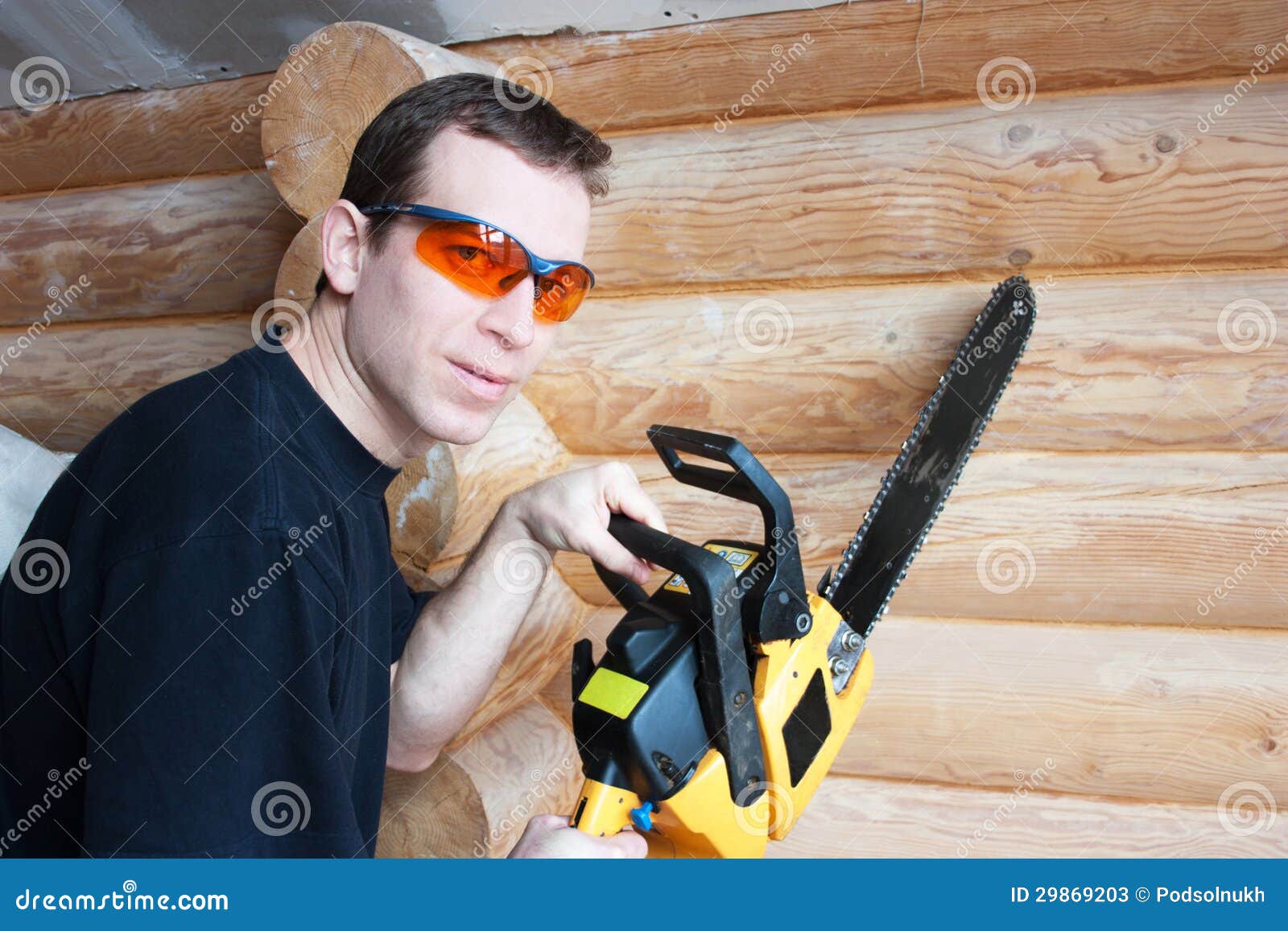 Worker with chainsaw stock image. Image of construction - 29869203