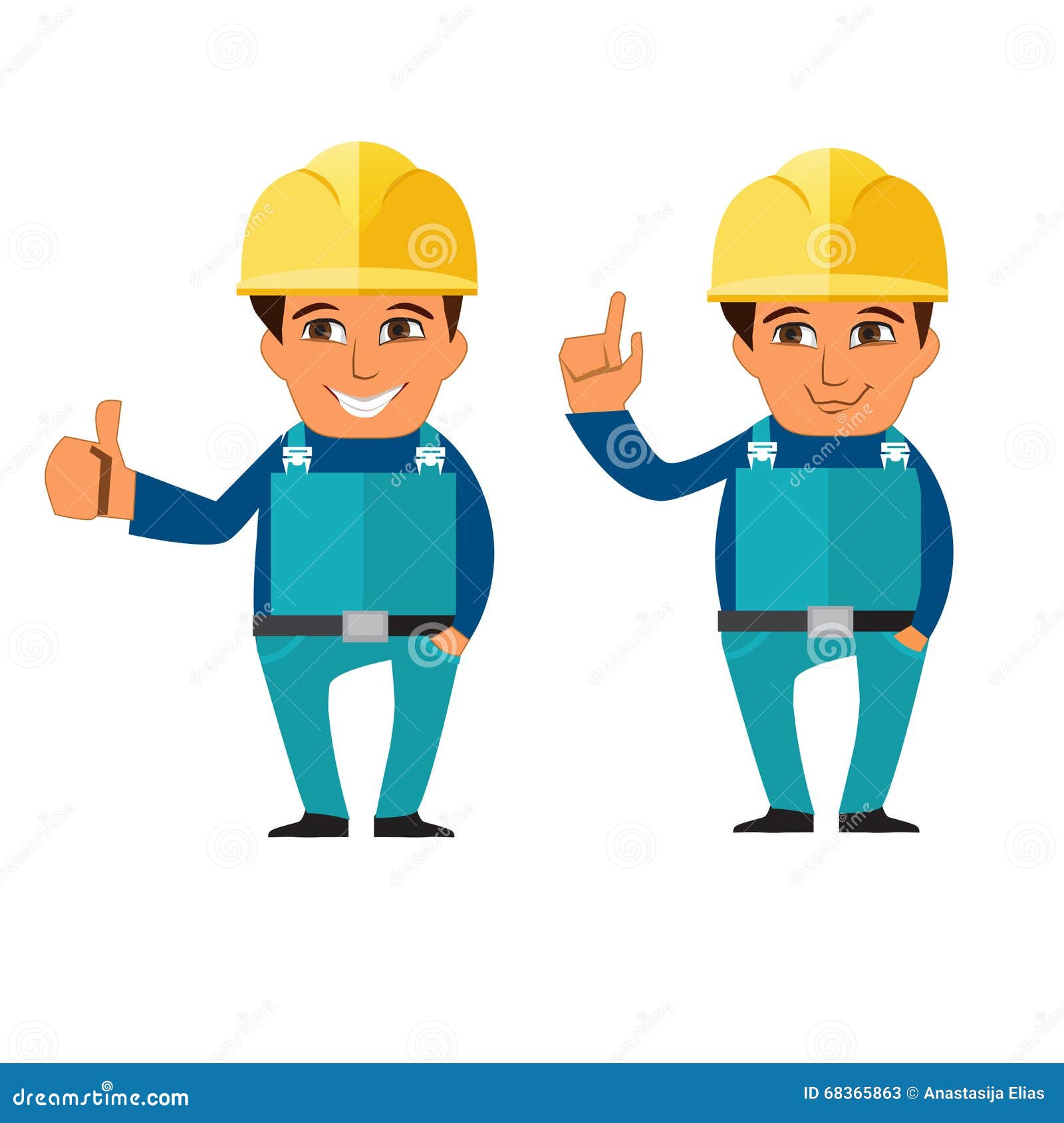Worker Character in Different Poses Stock Vector - Illustration of ...