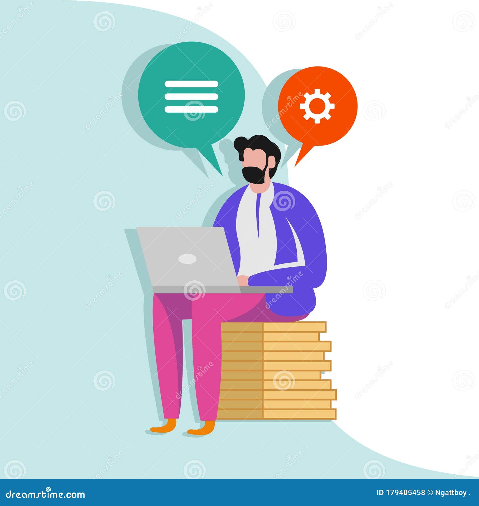 Worker Character Doing Hard Work. Time Management and Workflow ...