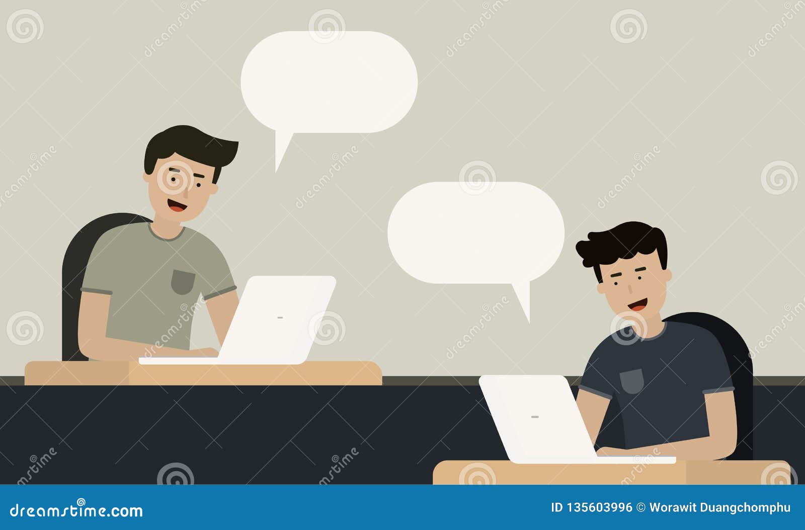 Worker Chat Together on Desk in Office Stock Vector - Illustration of ...