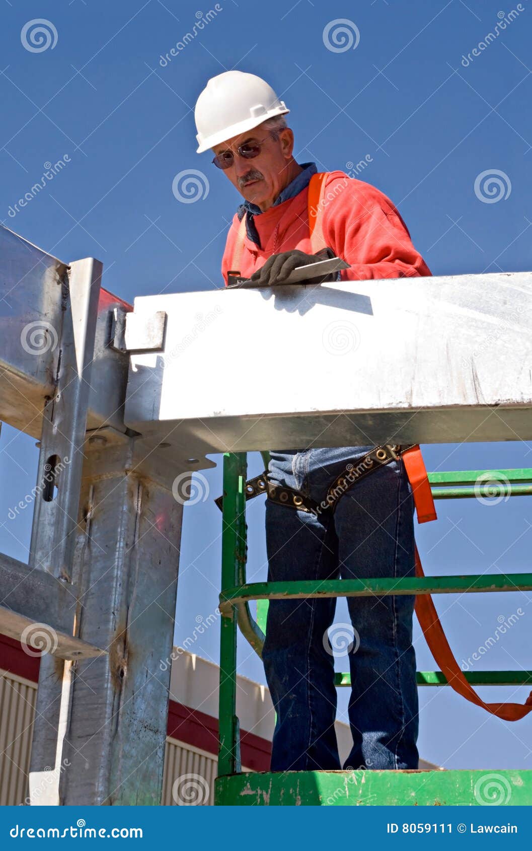 Worker Checking Angles stock image. Image of harness, elevation - 8059111
