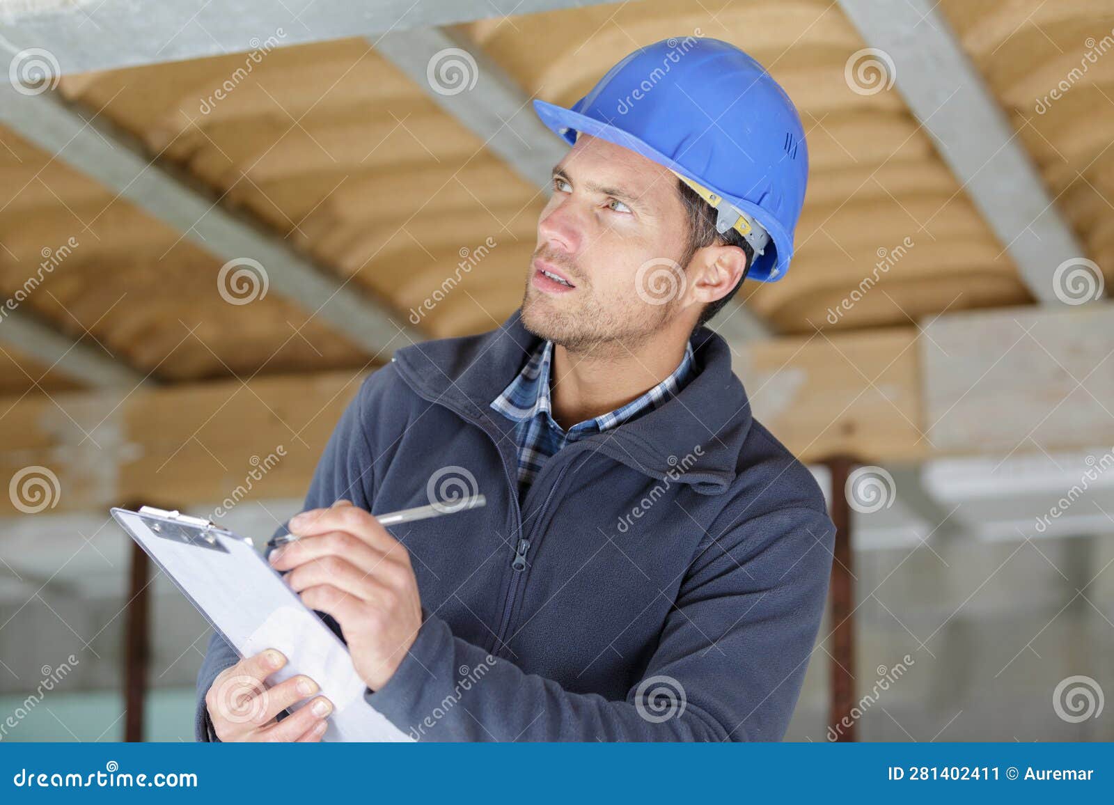 Worker checking clipboard stock image. Image of adult - 281402411