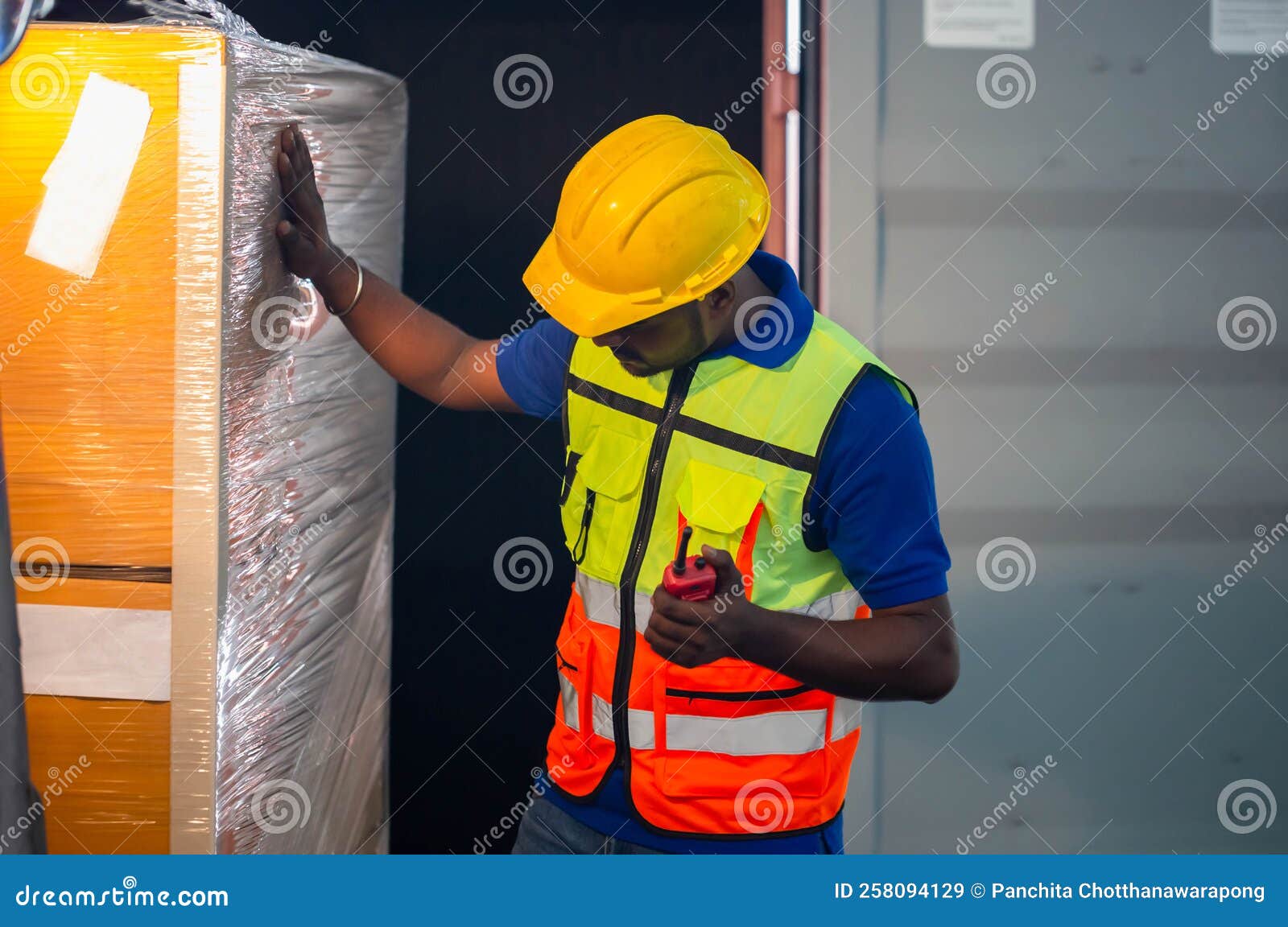 Worker Checking Inventory in Distribution Warehouse, Man Taking ...
