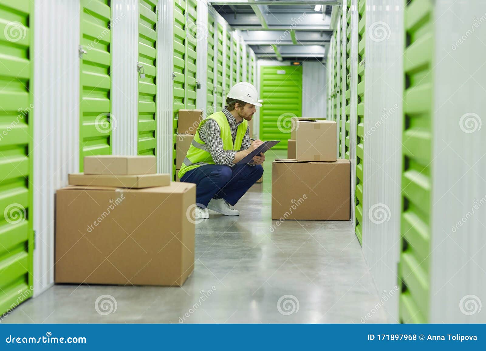 Worker Checking the Package Stock Photo - Image of pallet, container ...