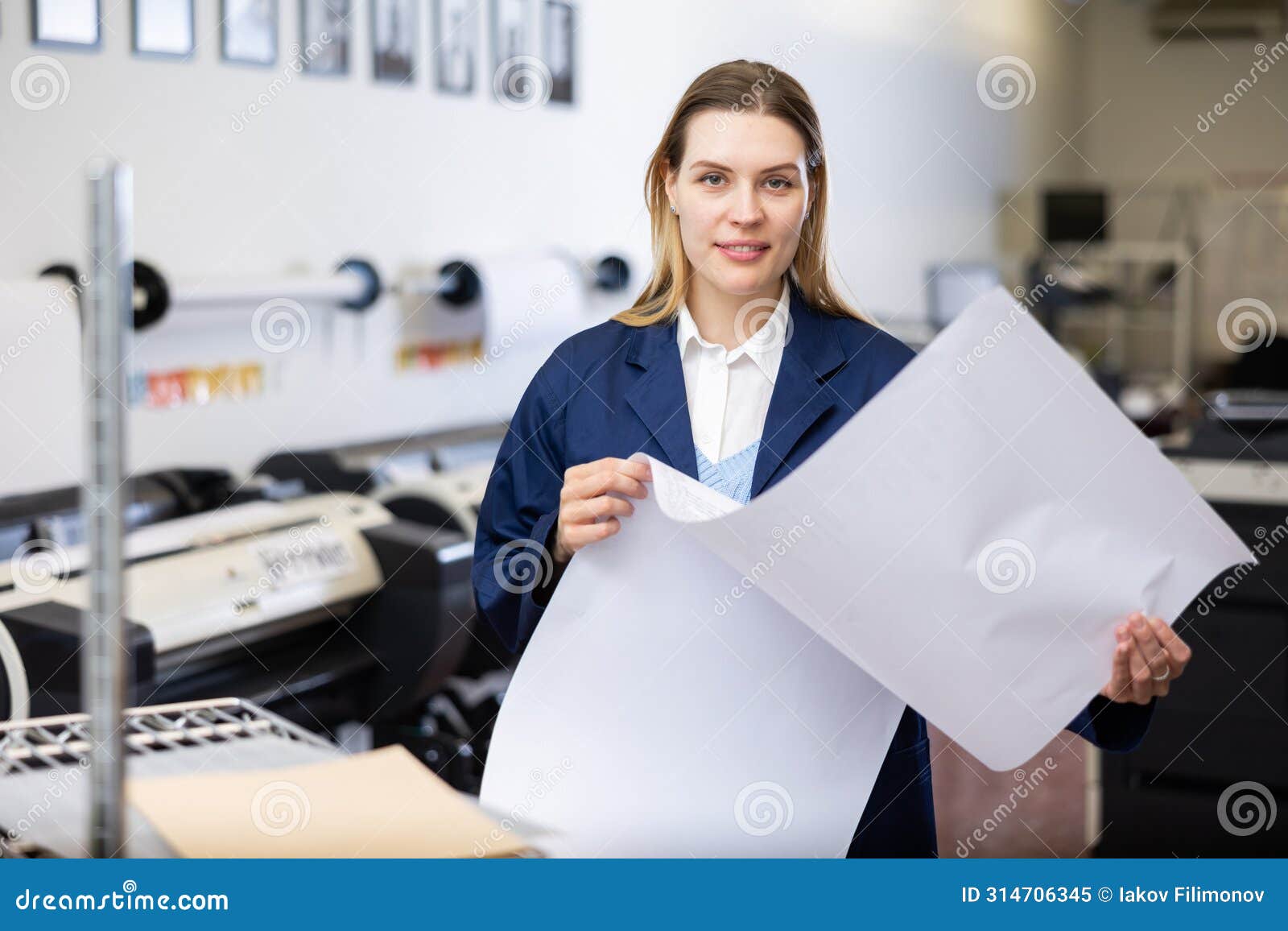 Worker Checking Paper in Printing Press Workshop Stock Image - Image of ...