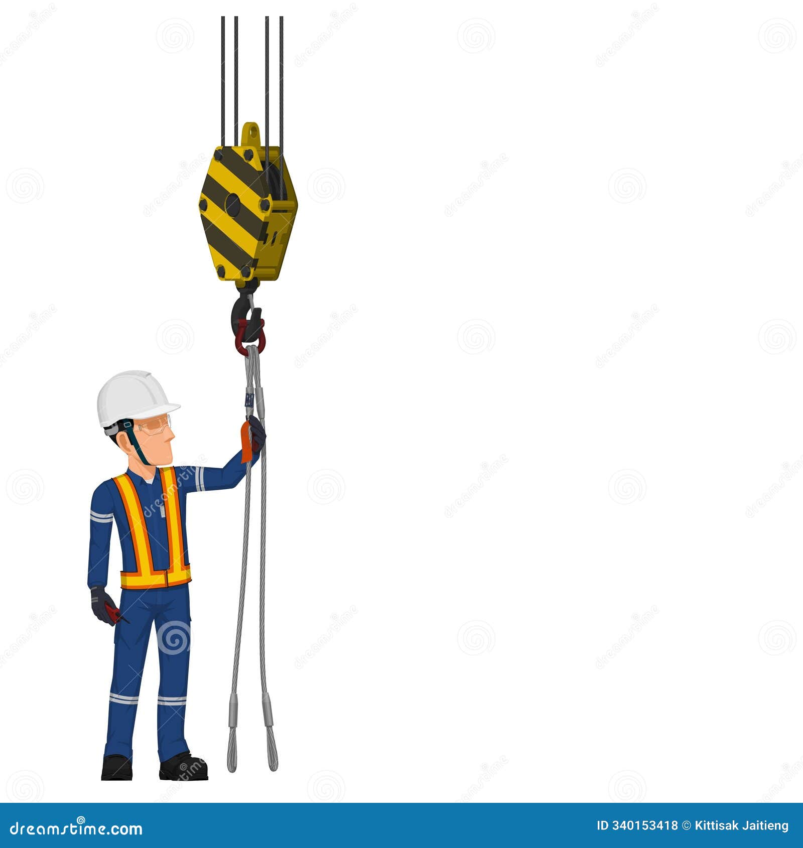 A Worker is Checking Tag of Wire Rope Sling on White Background Stock ...
