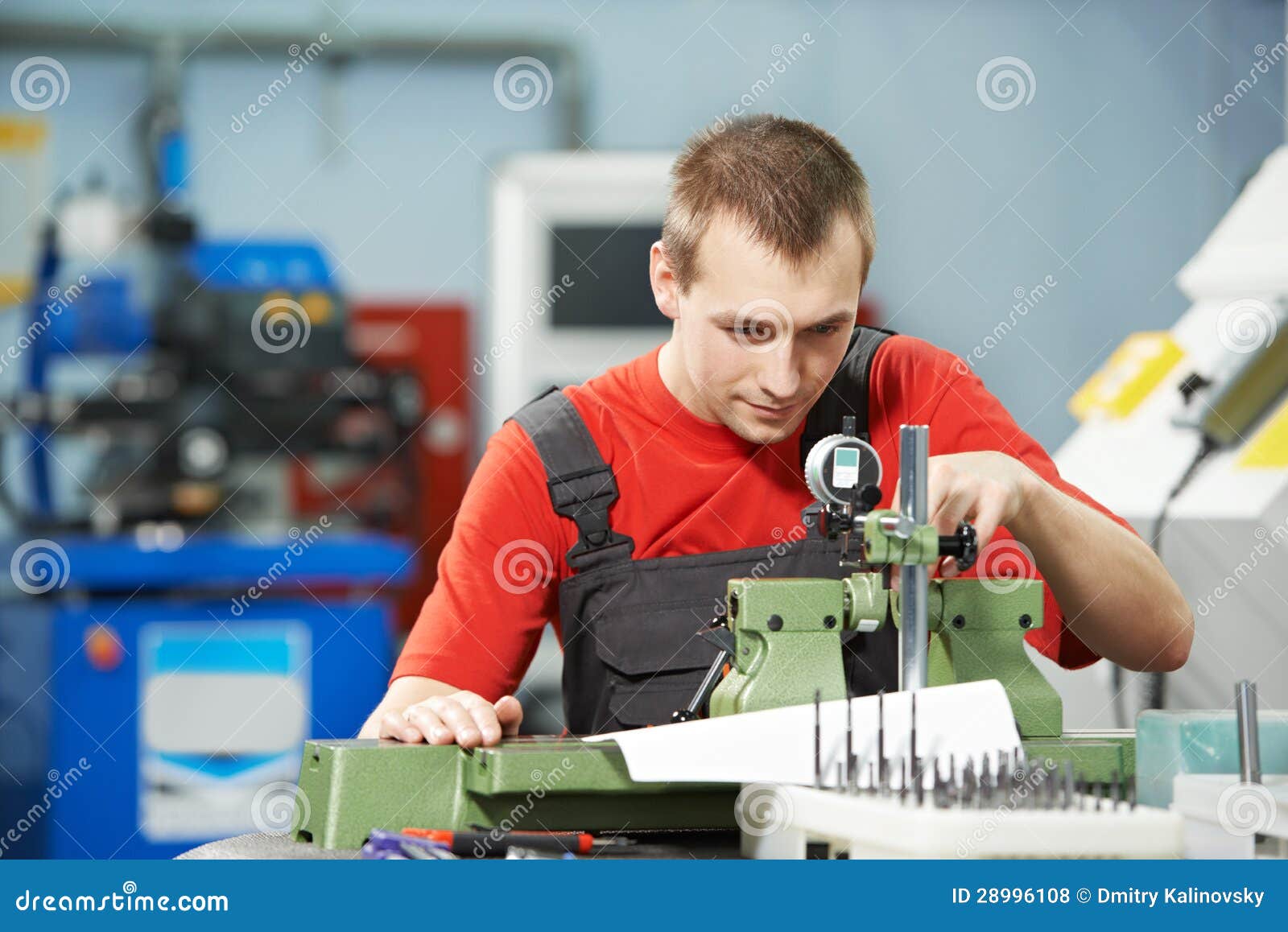 Worker Checking Tool with Optical Device Stock Photo - Image of ...
