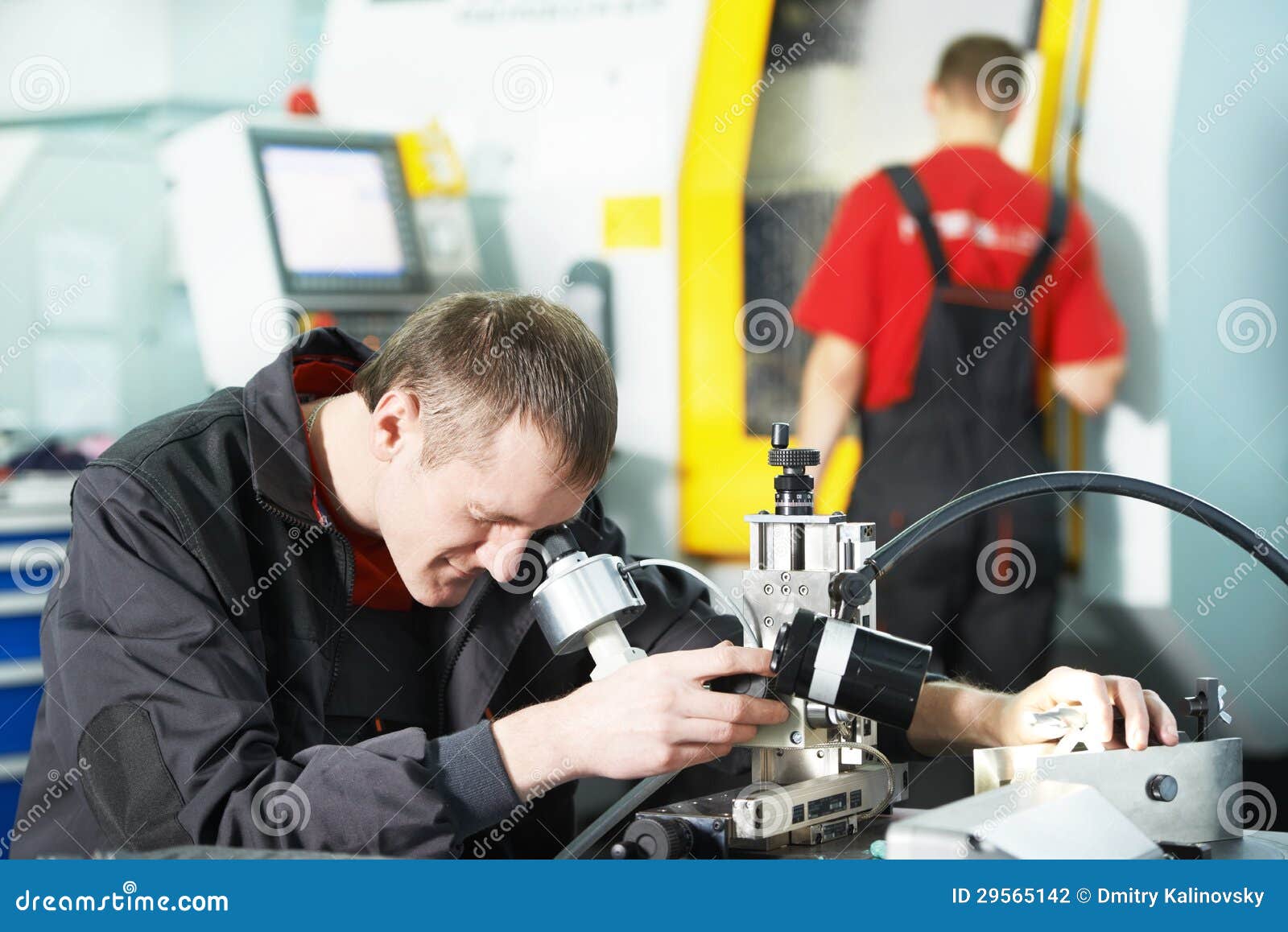 Worker Checking Tool with Optical Device Stock Photo - Image of milling ...