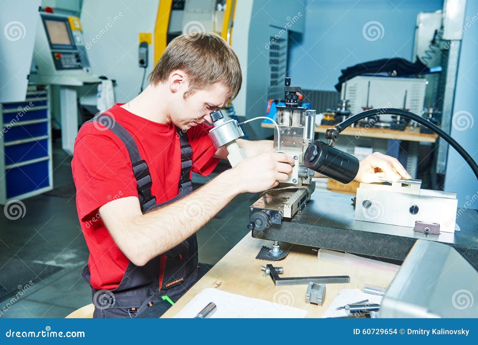 Worker Checking Tool with Optical Device Stock Photo - Image of ...