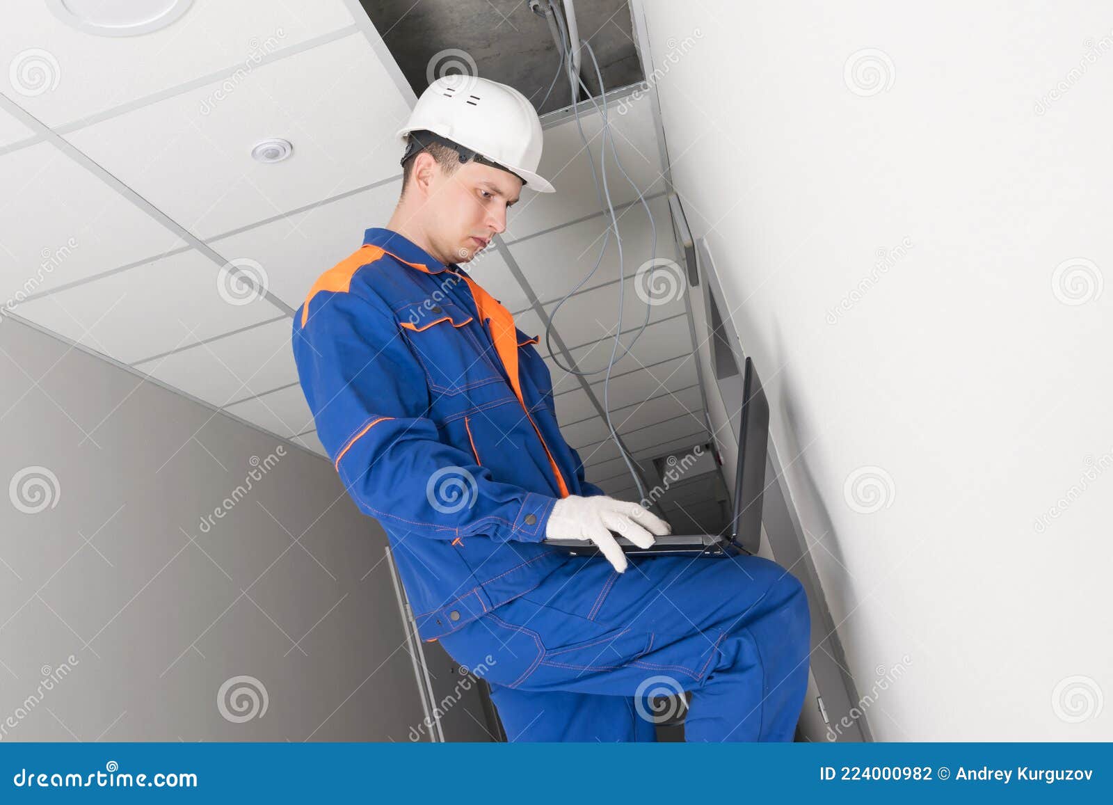 Worker Checks Levels Of Cement-base Stock Image | CartoonDealer.com ...