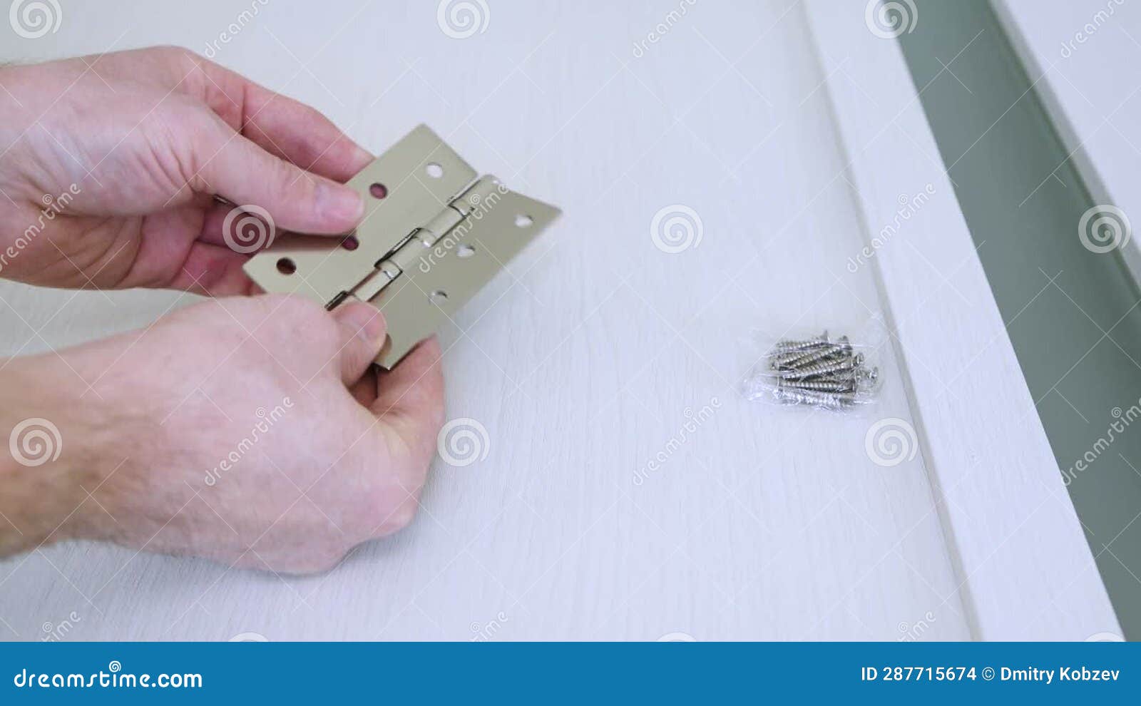 Worker Checks and Shows the Work of the Door Hinges. Stock Footage ...
