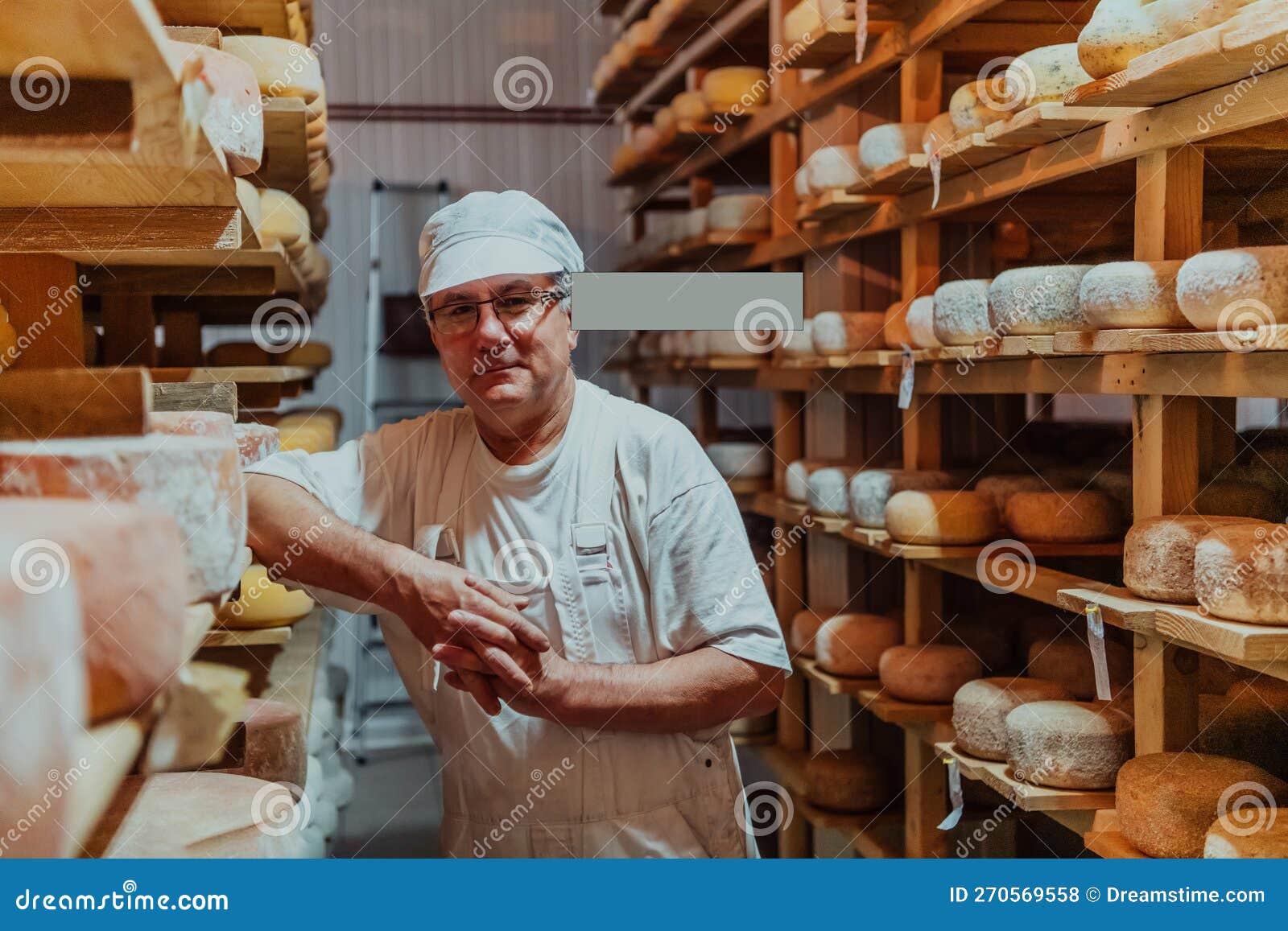 A Worker at a Cheese Factory Sorting Freshly Processed Cheese on Drying ...