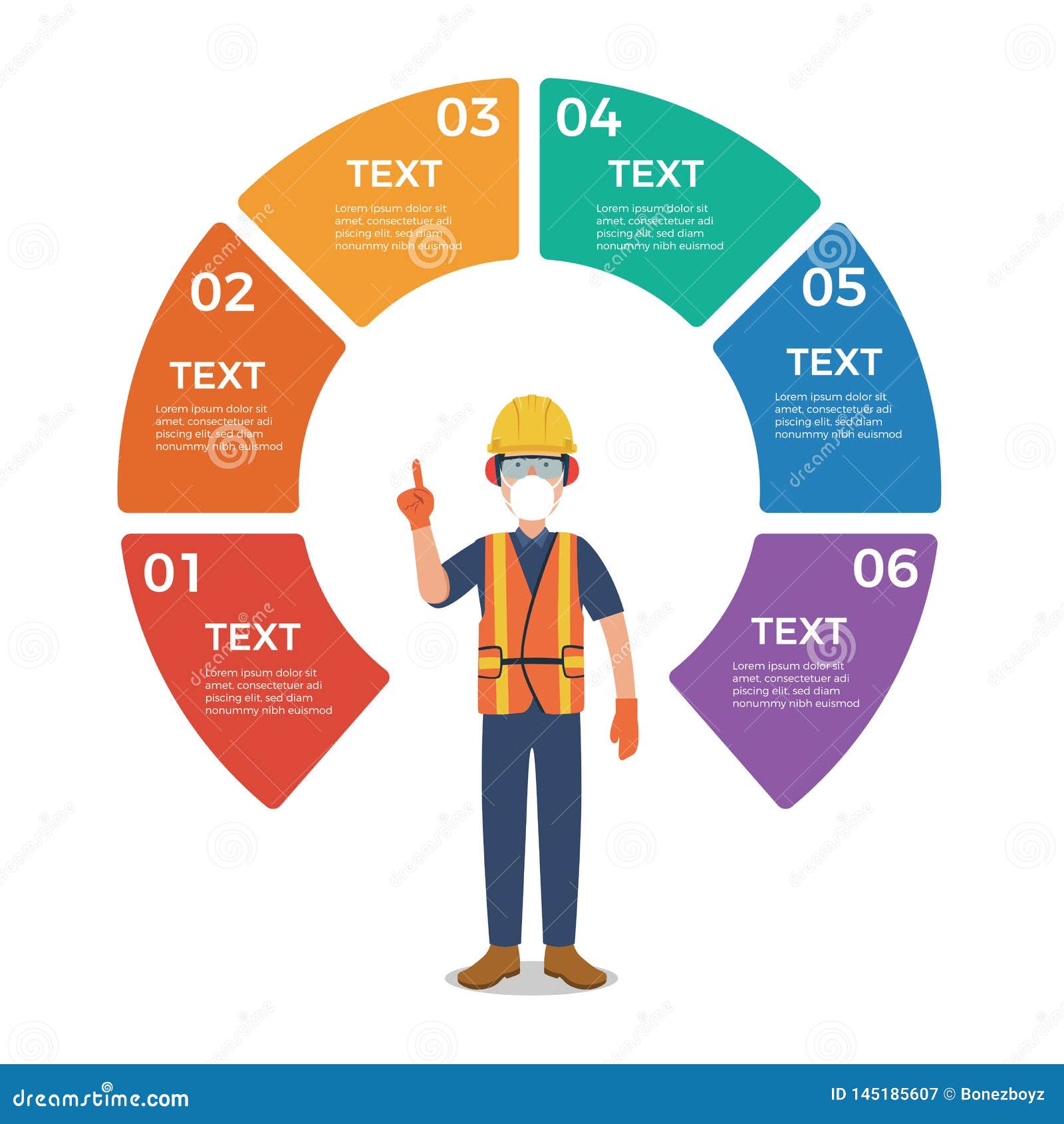 Worker with Circle Chart Infographic Template Stock Vector ...