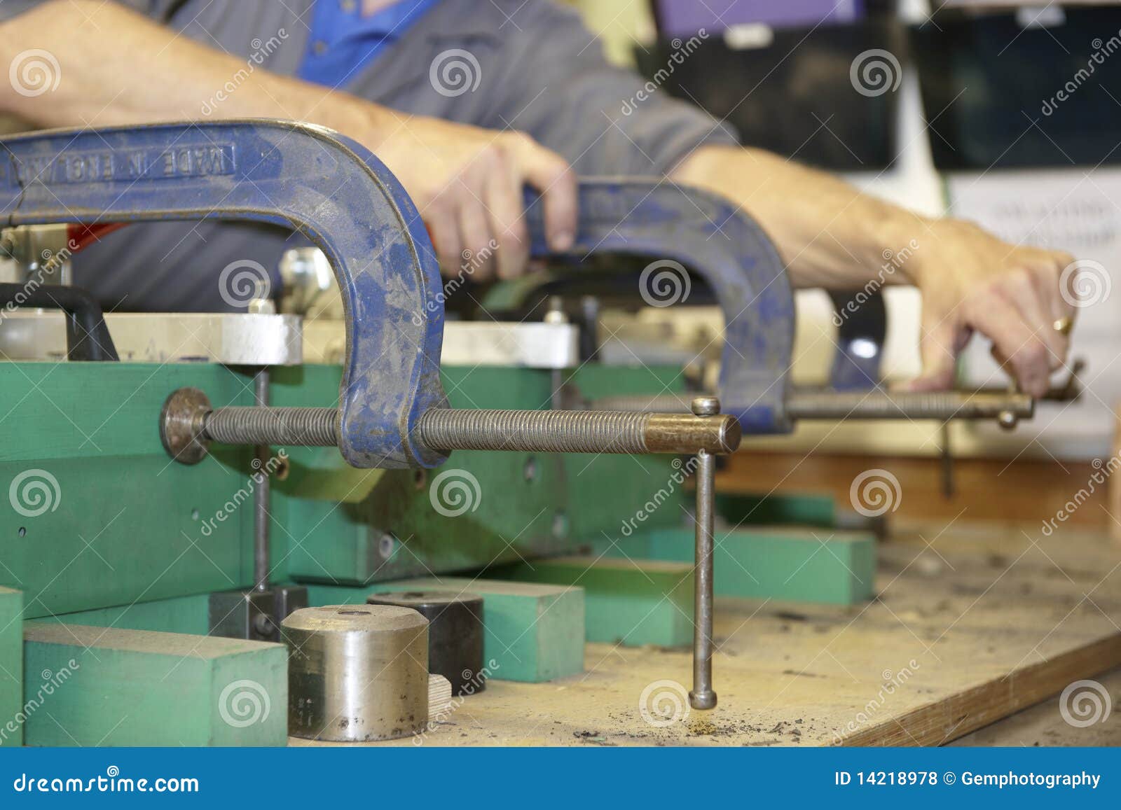 Worker and clamps stock photo. Image of operator, employment - 14218978