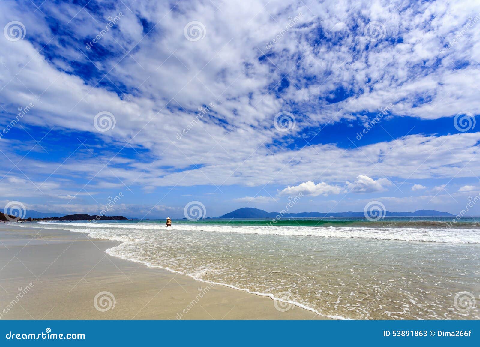 Worker Cleaning Doc Let Beach, Vietnam Stock Image - Image of seascape ...