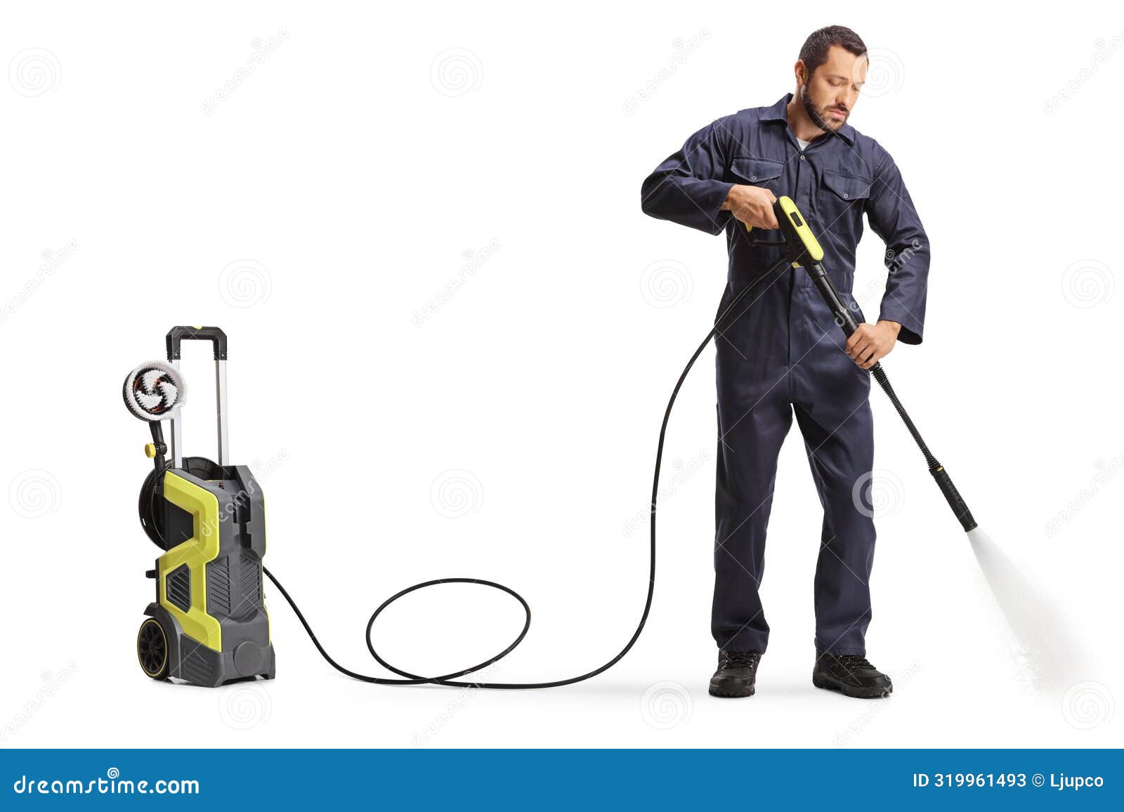 Worker Cleaning with a High Pressure Washer Machine Stock Image - Image ...