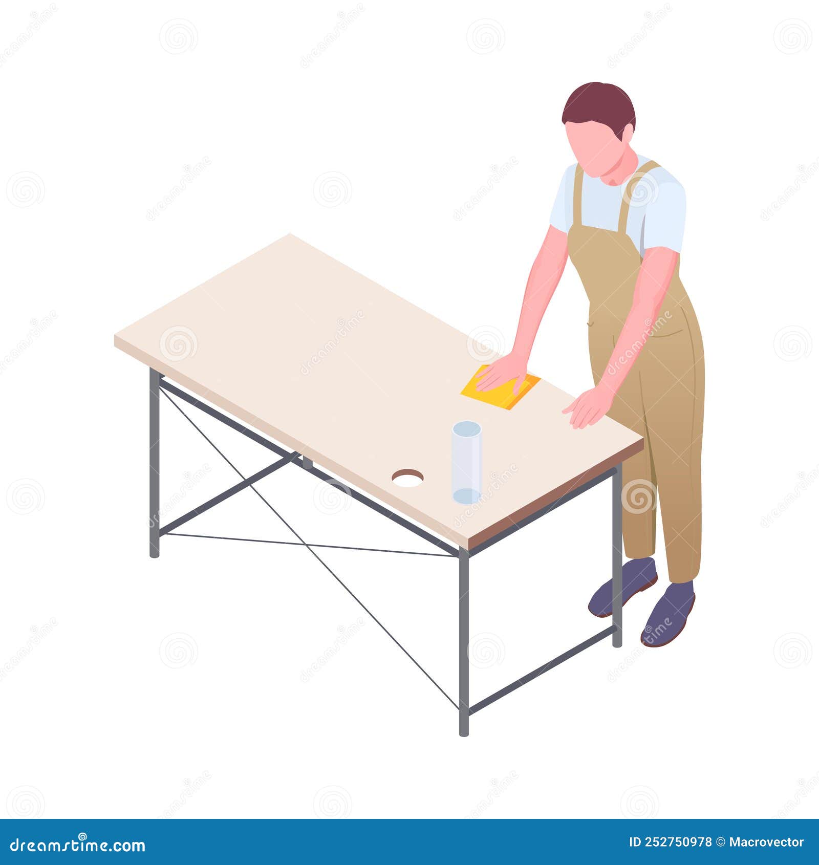 Worker Cleaning Table Composition Stock Vector - Illustration of ...