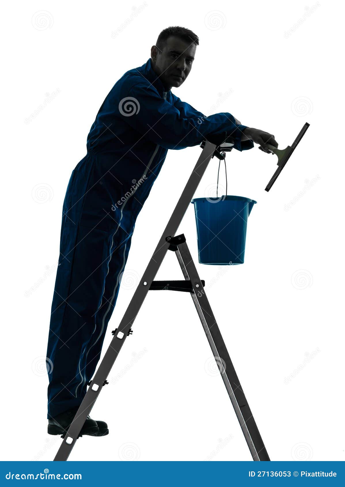 Worker Cleaning Window Cleaner Silhouette Stock Image - Image of ...