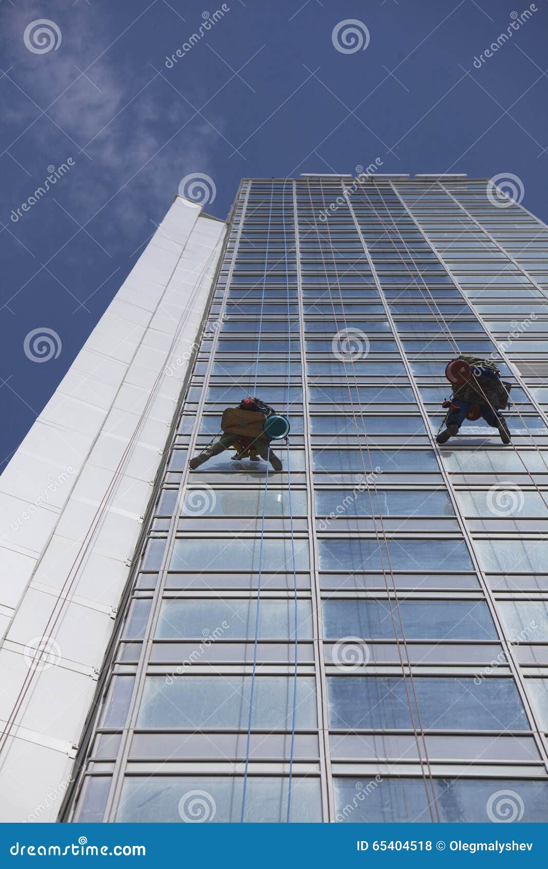 Worker Cleaning Windows on Height Stock Photo - Image of house ...