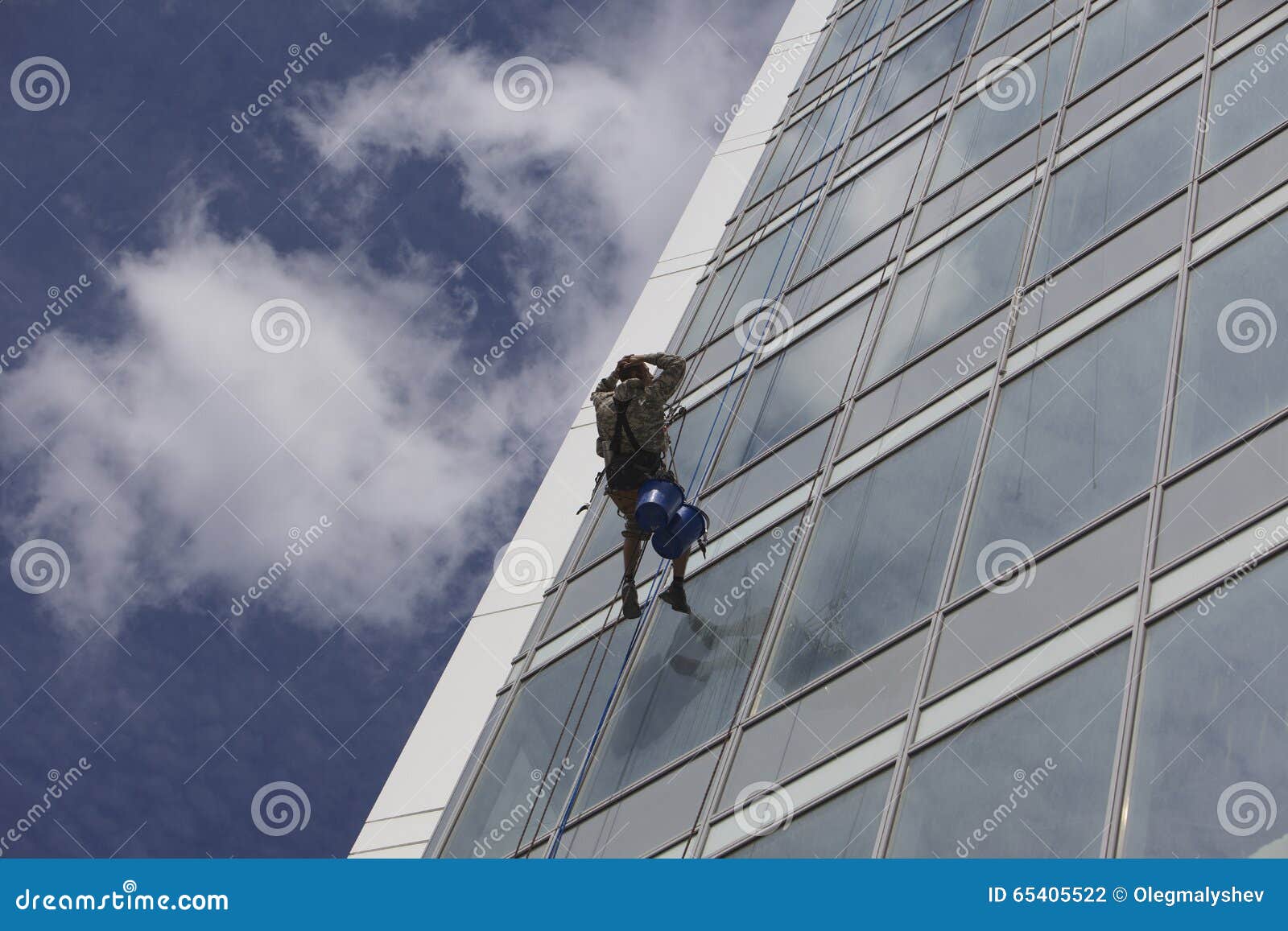 Worker Cleaning Windows on Height Editorial Photography - Image of ...