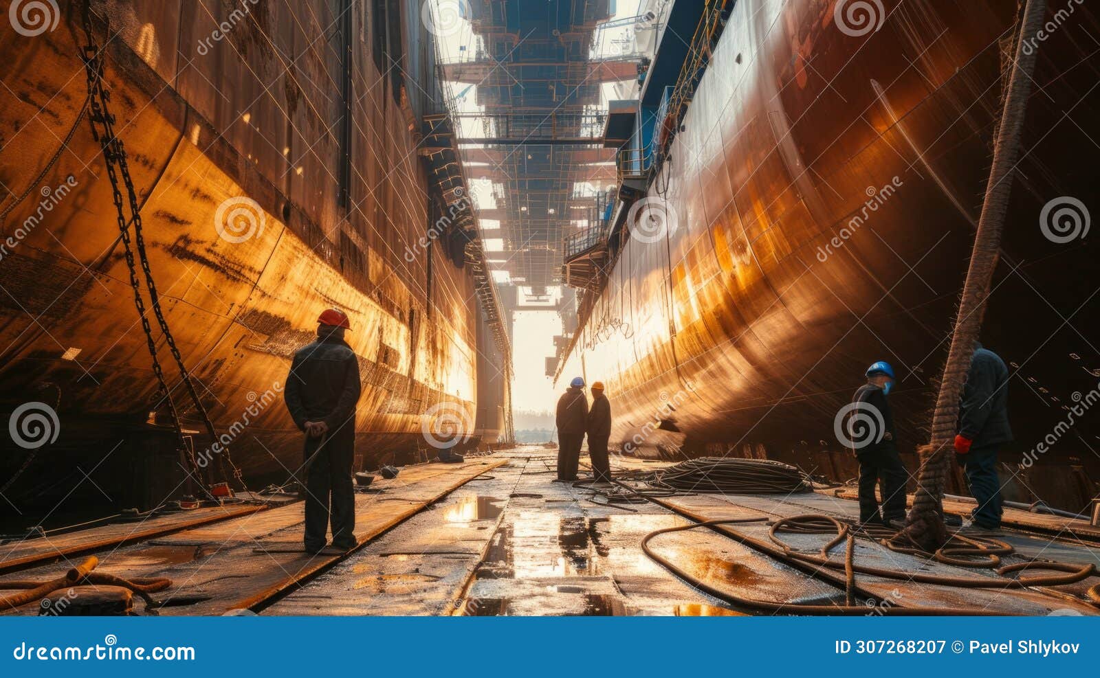 Worker Cleans the Hull of an Old Ship from Rust. Vessel Renovation ...