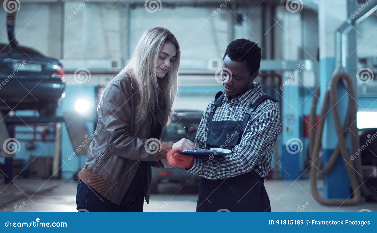 Worker and Client in Auto Service Stock Image - Image of gloves ...