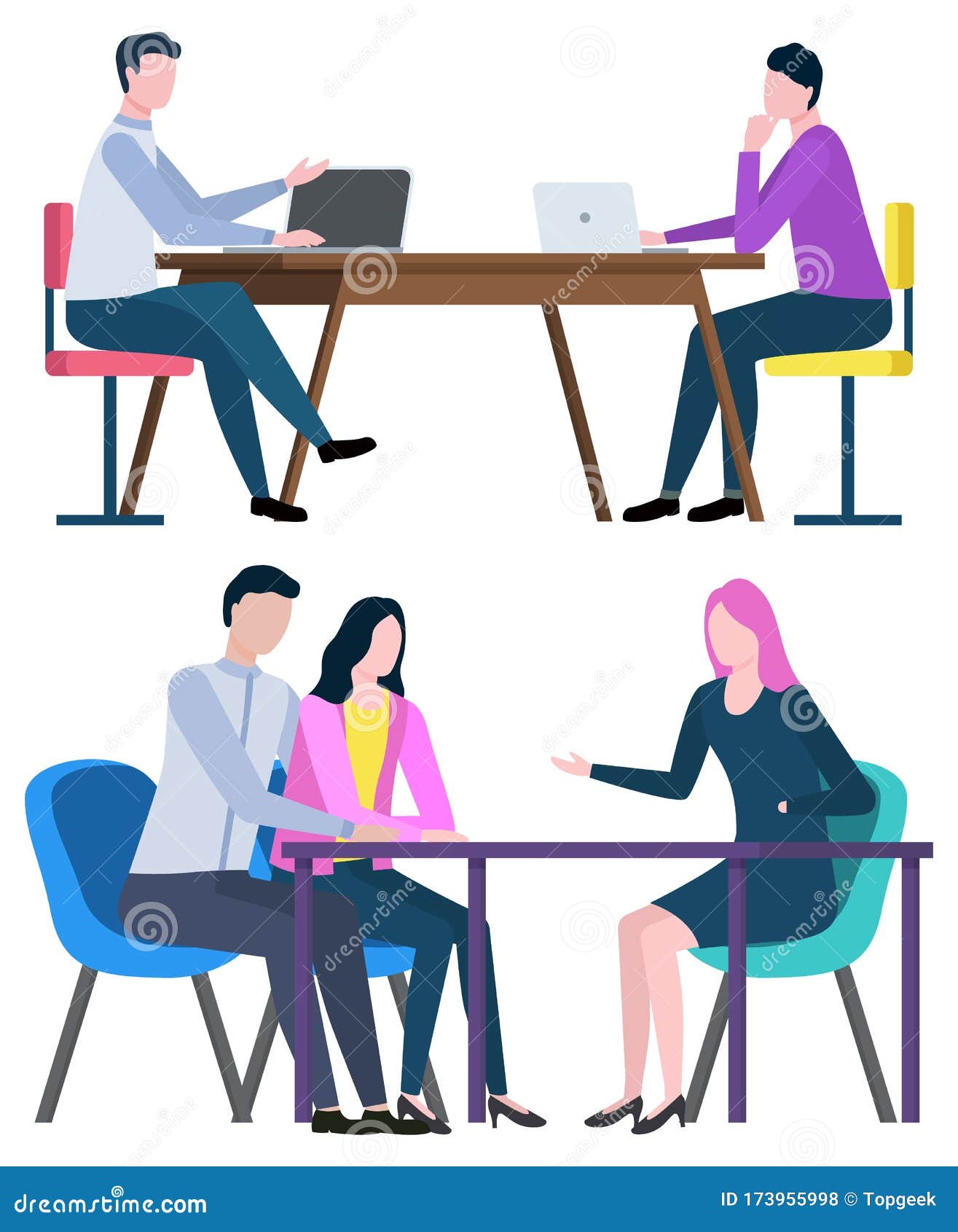 Worker and Client, Discussing Work, Office Vector Stock Vector ...
