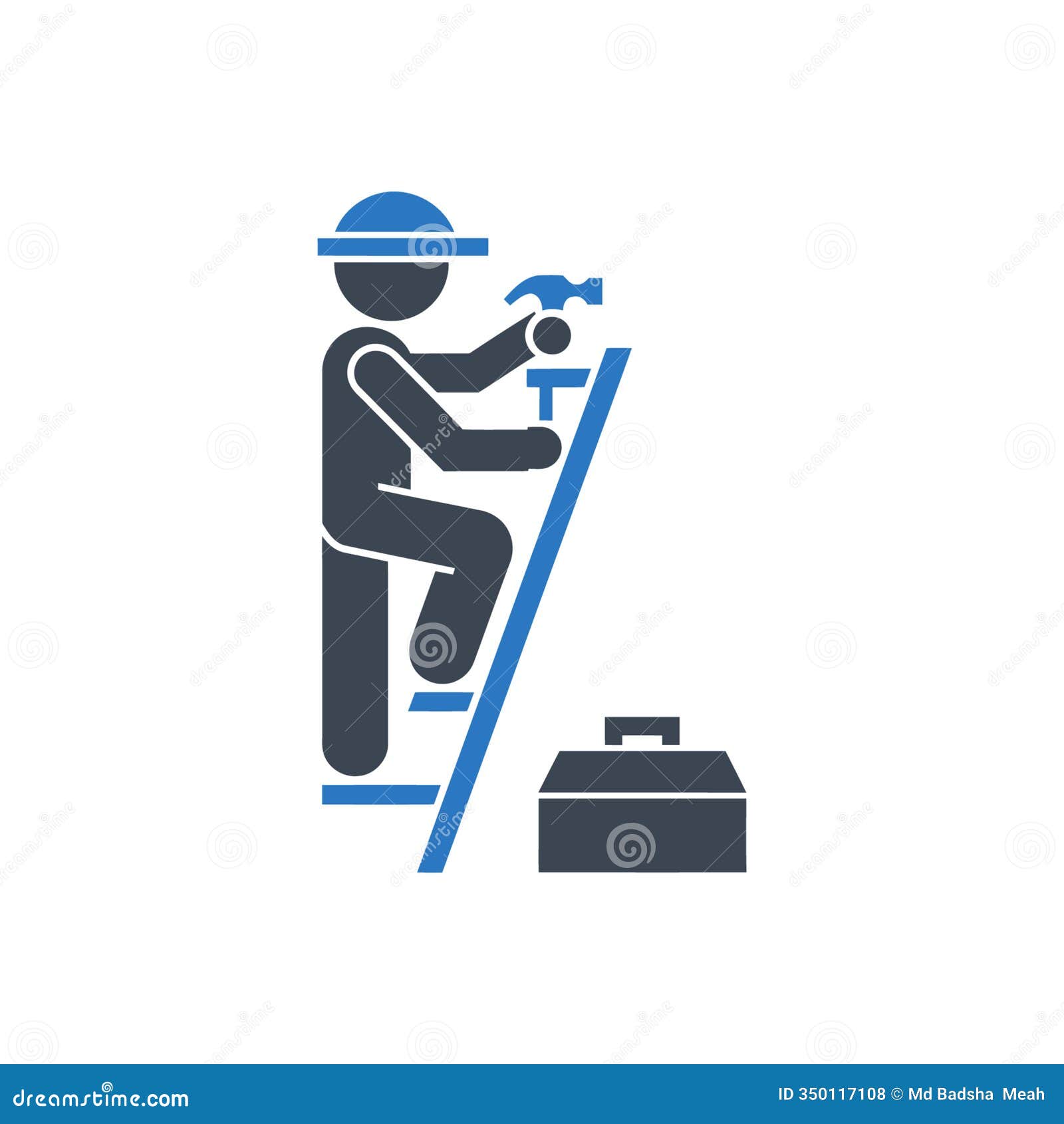 Worker Climbing Ladder Icon Stock Illustration - Illustration of icon ...